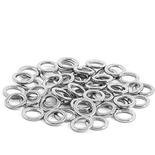 Tuimiyisou Split Ring Stainless Steel Solid Ring Lure Connecting Fishing Tackle Accessories 4.8x7.6mm 50PCS Fishing Accessories-Tools
