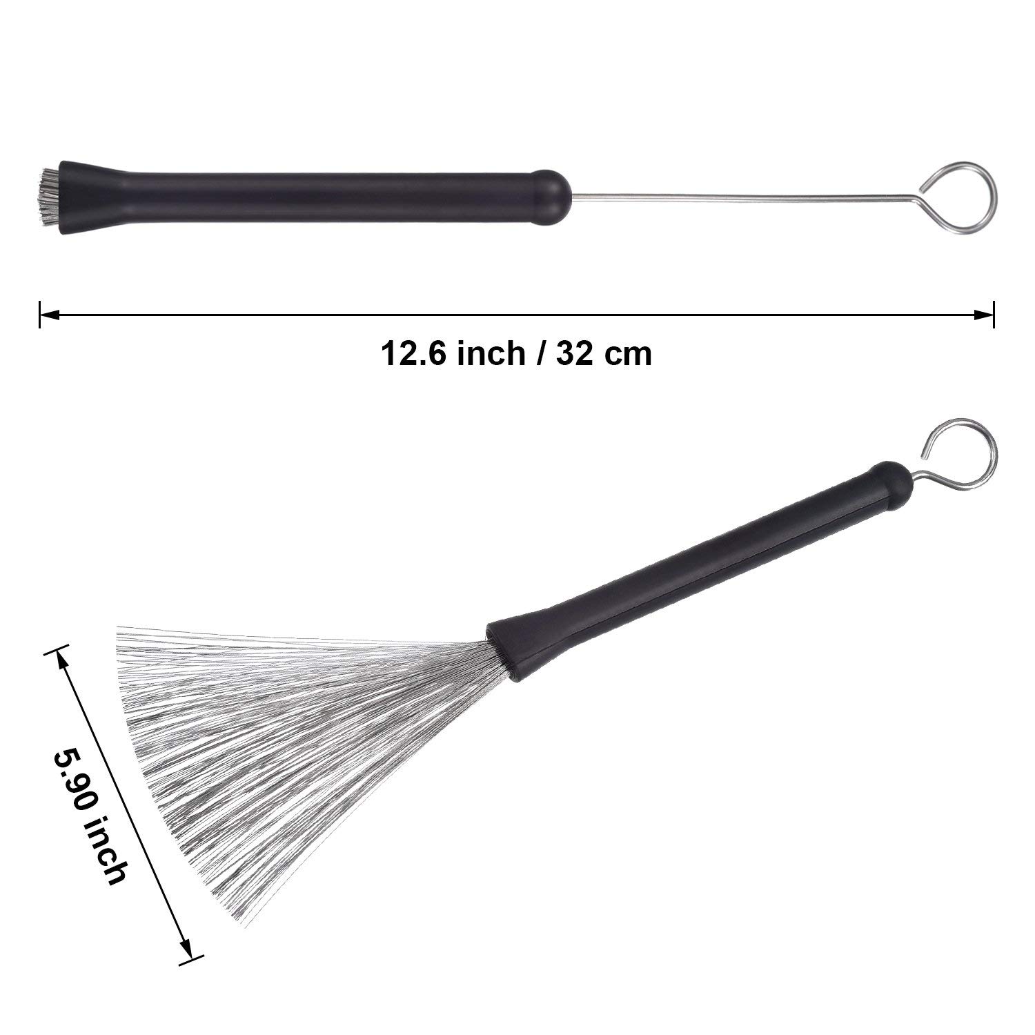 Pangda 1 Pair Drum Brushes Retractable Wire Brushes Drums Drum Sticks Brush with Comfortable Rubber Handles