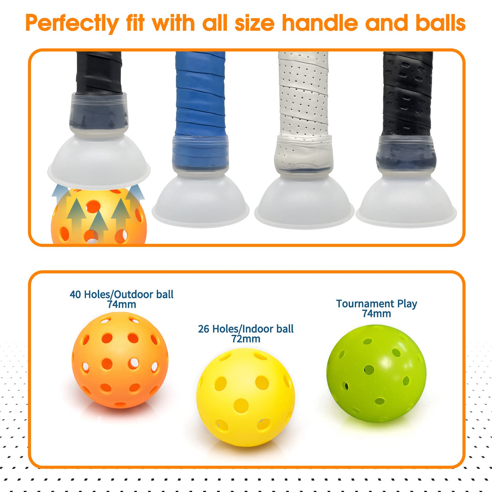 Silicone Pickleball Ball Retriever, Pickleball Paddle Accessory to Pick Up Pickleball Balls without Bending Over, 2 Pack, Transparent