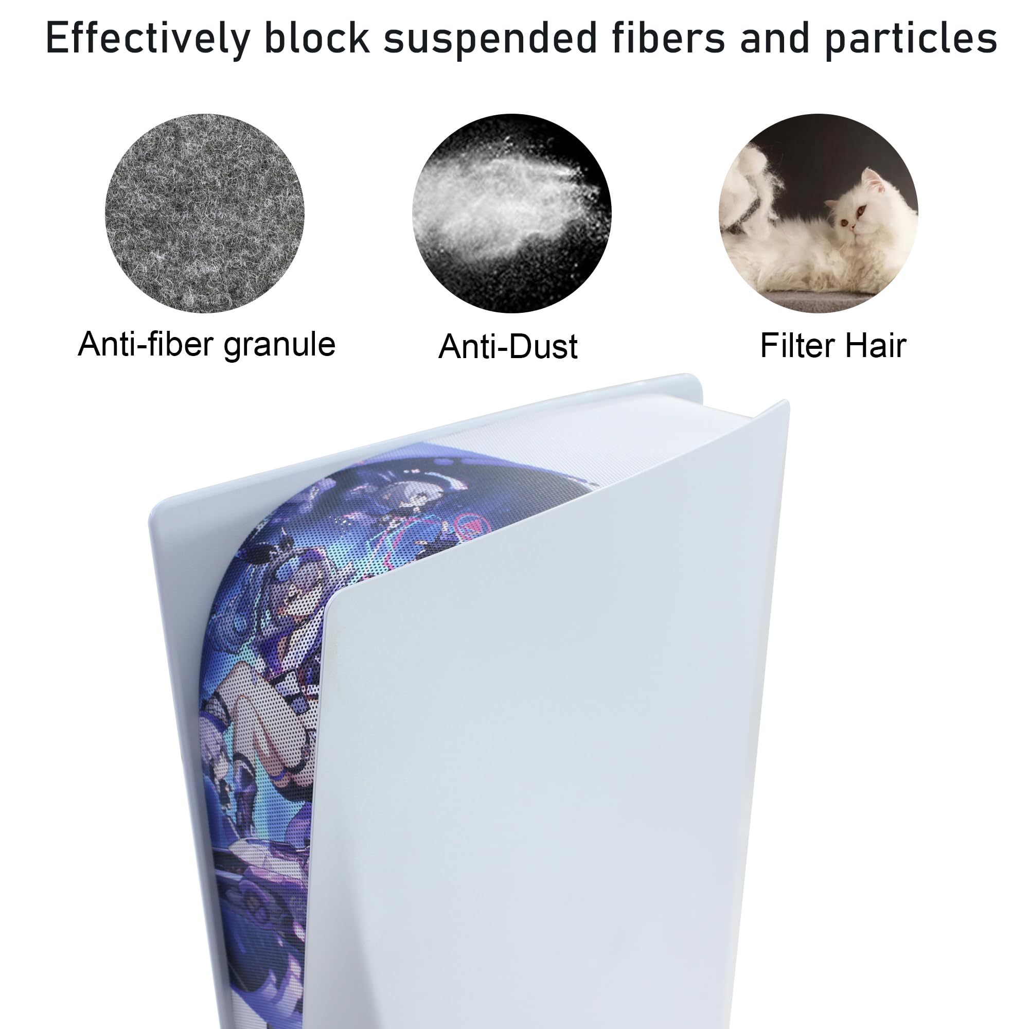 New Version 2.0 Dust Cover Net for PS5 Console, PS5 Heatsink Barrier Pets Hair Anti-dust Cover Dustproof for Playstation 5 (Silver Wolf, PS 5)