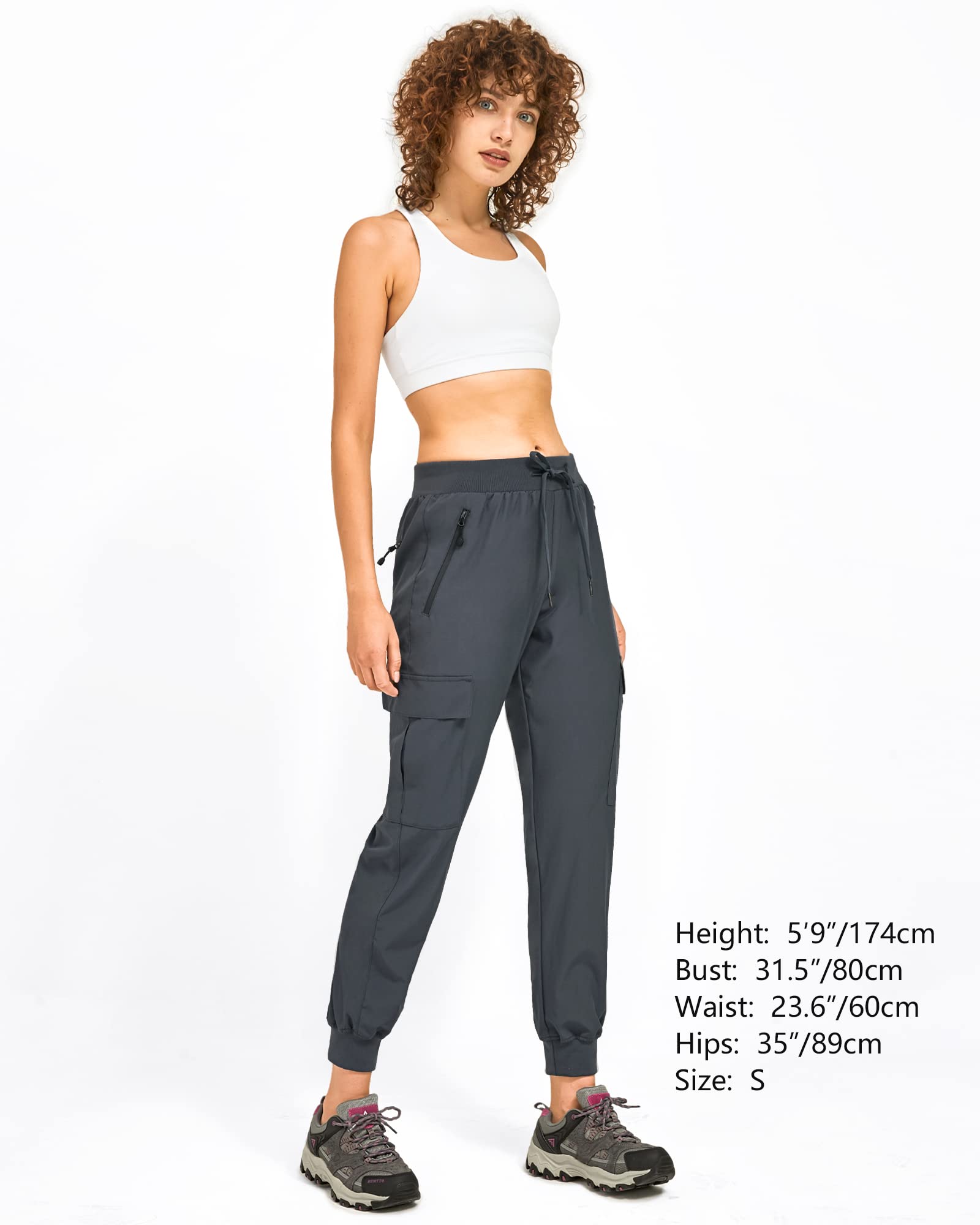 Stelle Hiking Cargo Joggers for Women Lightweight Quick Dry UPF 50 with Zipper Pockets Pants for Outdoor Workout(GY,M) Grey
