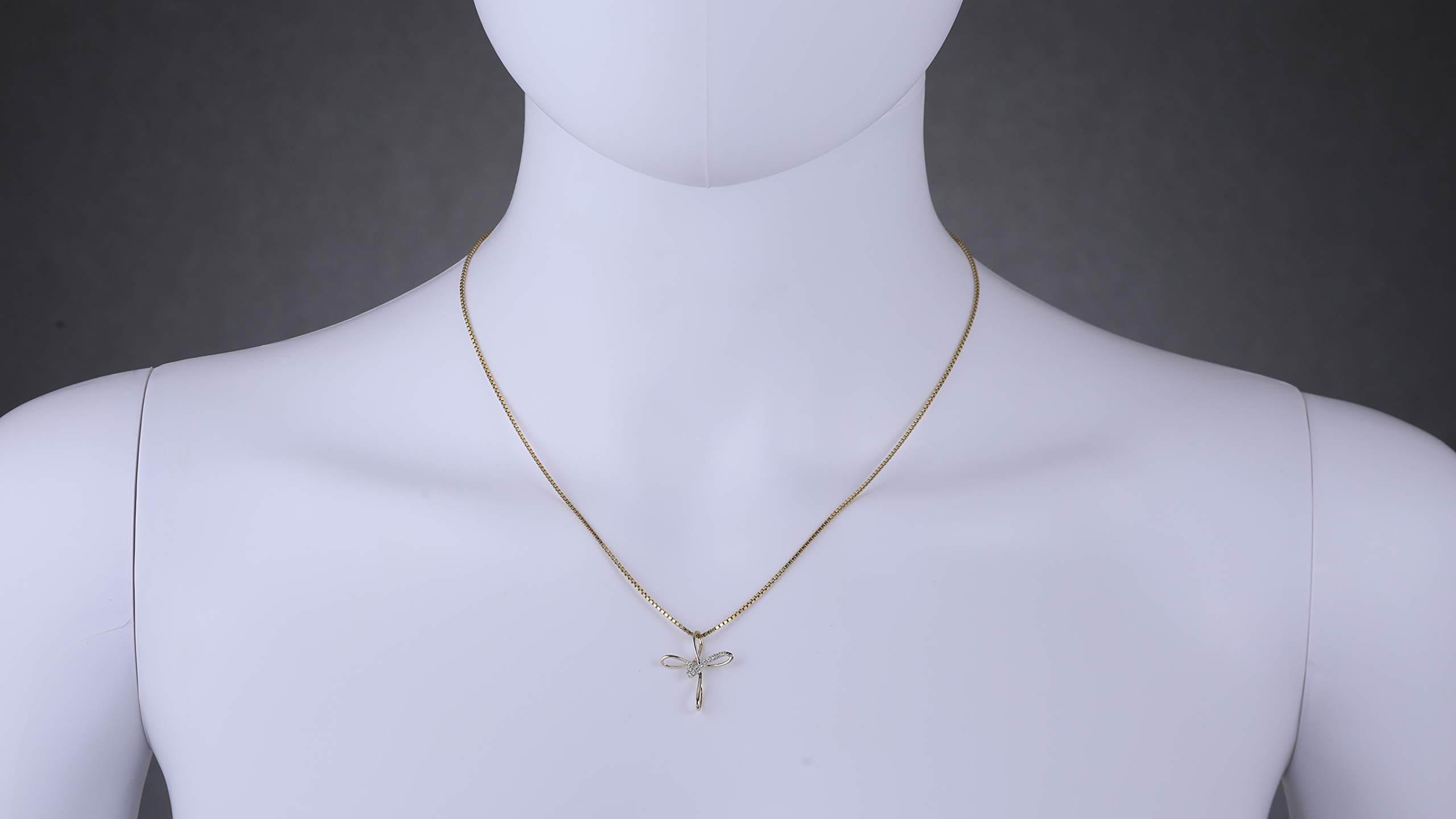 PEORA Genuine Diamond Cross Pendant for Women in 14K Yellow Gold, Elegant Jewelry Design with 18 inch Chain