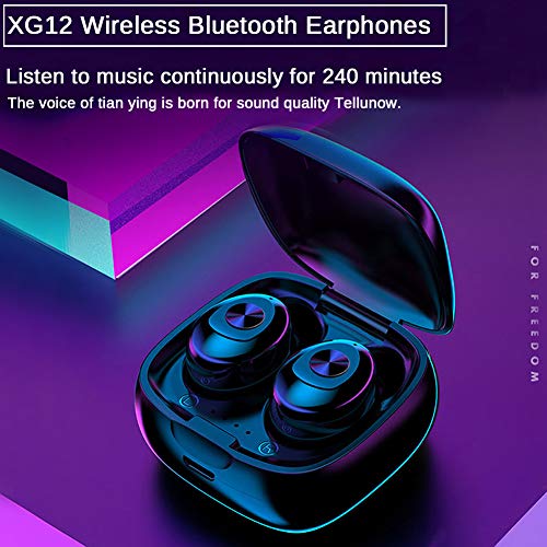 newshijieCOb XG12 TWS Bluetooth 5.0 Earphones HiFi Handsfree Wireless Earphones Wireless Headphones Bluetooth Earbuds with Microphone Black
