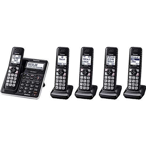 Panasonic 5 Handsets Link2Cell DECT 6.0 Talking Caller ID Voice Assist Expandable Cordless Phone with Digital Answering System KX-TGF775S (Renewed)
