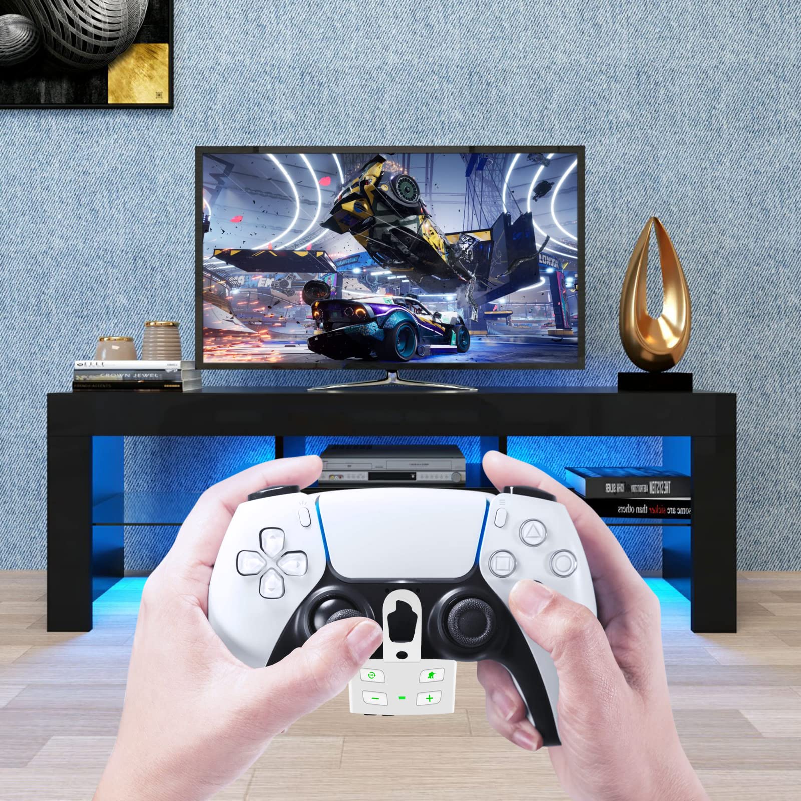 Stereo Headset Adapter Compatible with PS5 Controller,Sound Enhancer with 3.5 mm Audio Jack White