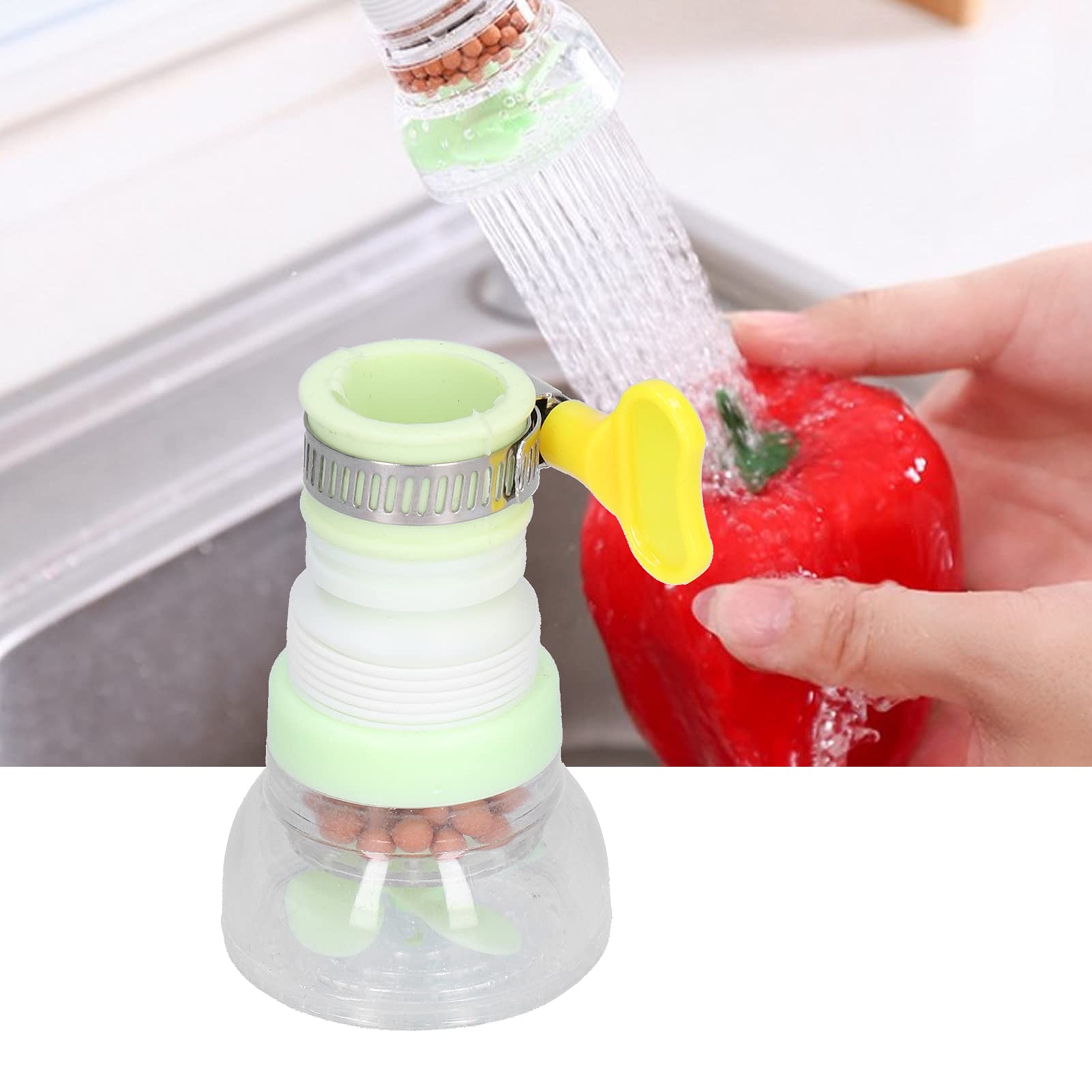 MOUMOUTEN Kitchen Sink Faucet Tap, Foldable Faucet Filter Retractable Kitchen Water Tap Filter, Water Clean Mini Purifier Filter for Home Kitchen Bathroo(Green)