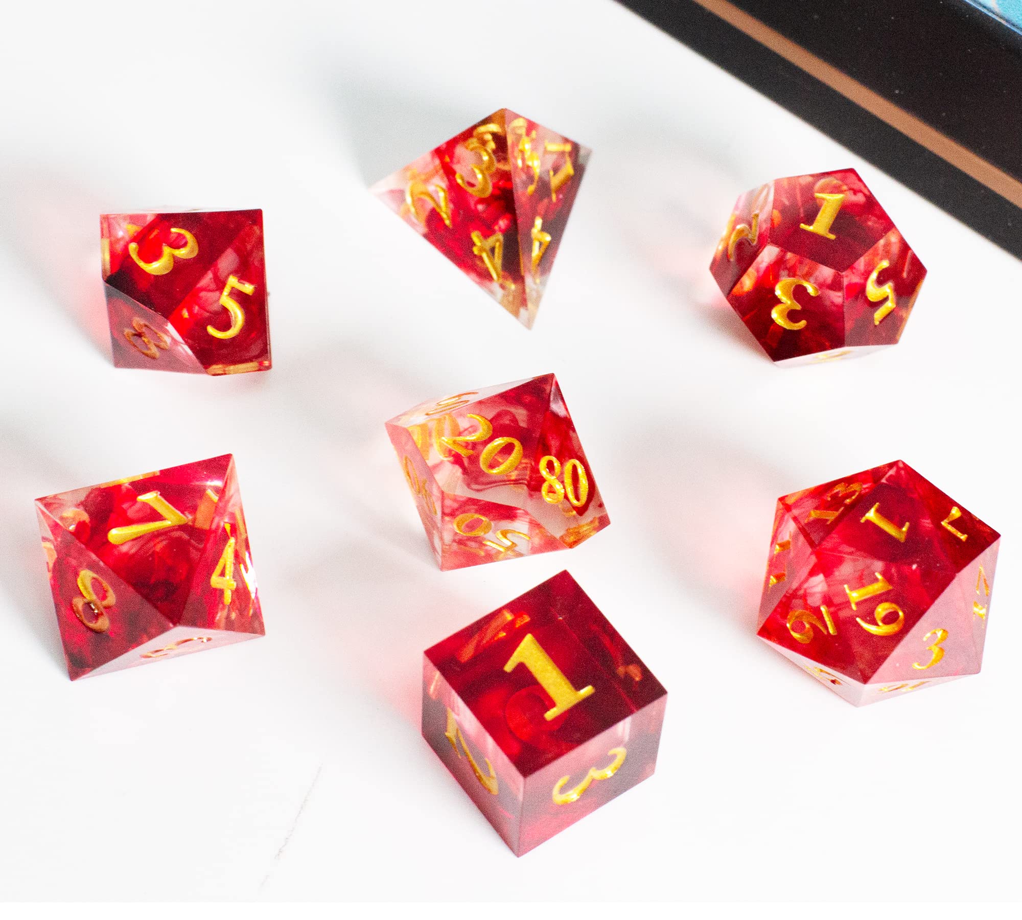 Vovotuzzi Role Playing DND Dice Dungeons and Dragons Handcrafted Dice Set with Metal Box, Great Gift Option for Role Play Game Players(Blue Purple)