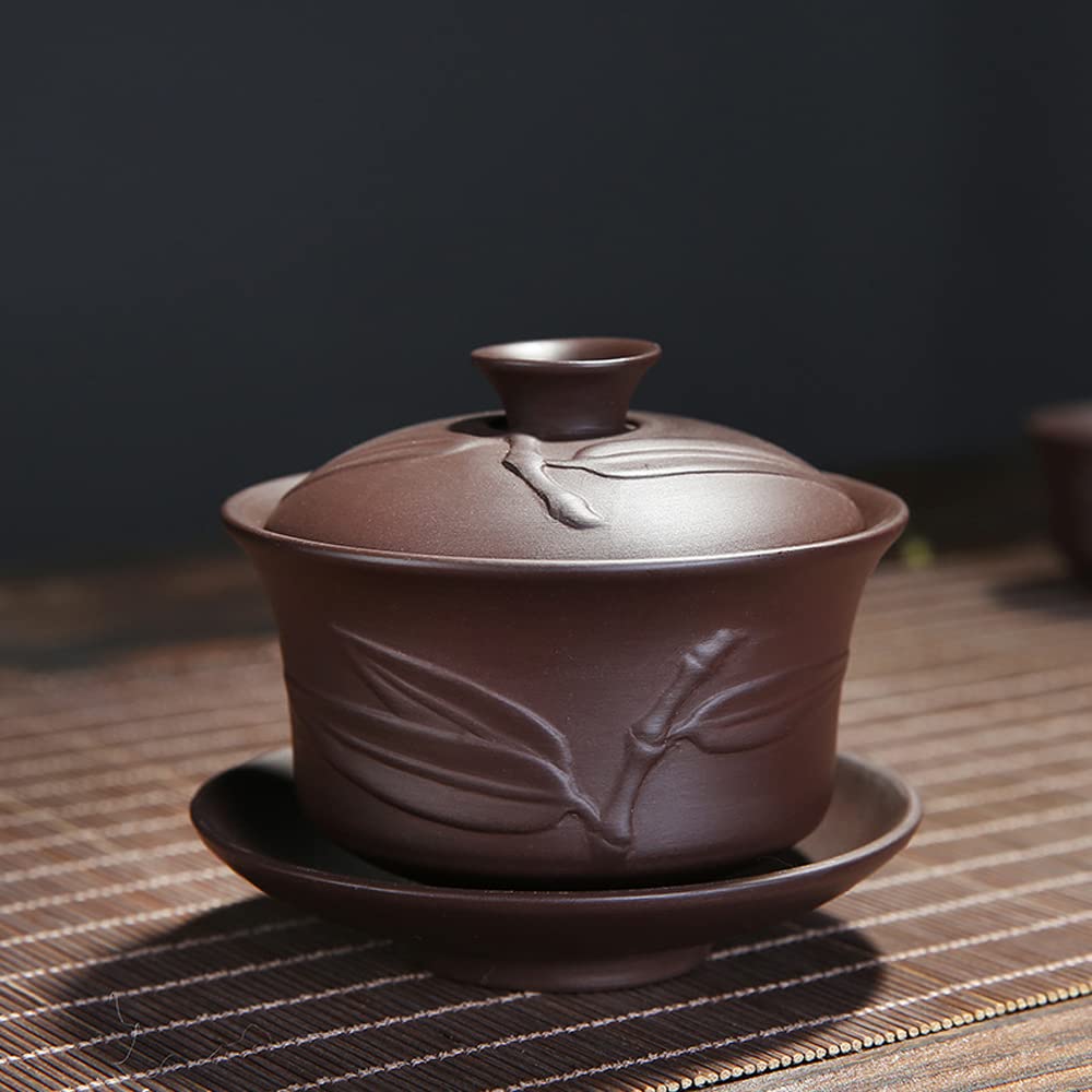Woonsoon Yixing Chinese Zisha Gaiwan Handmade 150ml China Porcelain Gaiwan Kungfu Teacup Traditional Chinese Teaware Tea Set