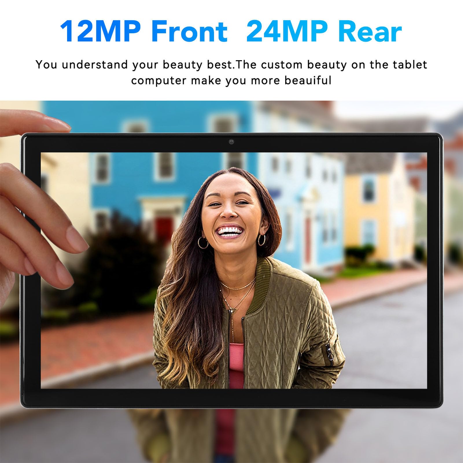 PUSOKEI 10.1in for Android 11 Tablet, 4G LTE 5G Dual WiFi, 12GB RAM 256GB ROM, Detachable Keyboard and Stylus Included (Blue)