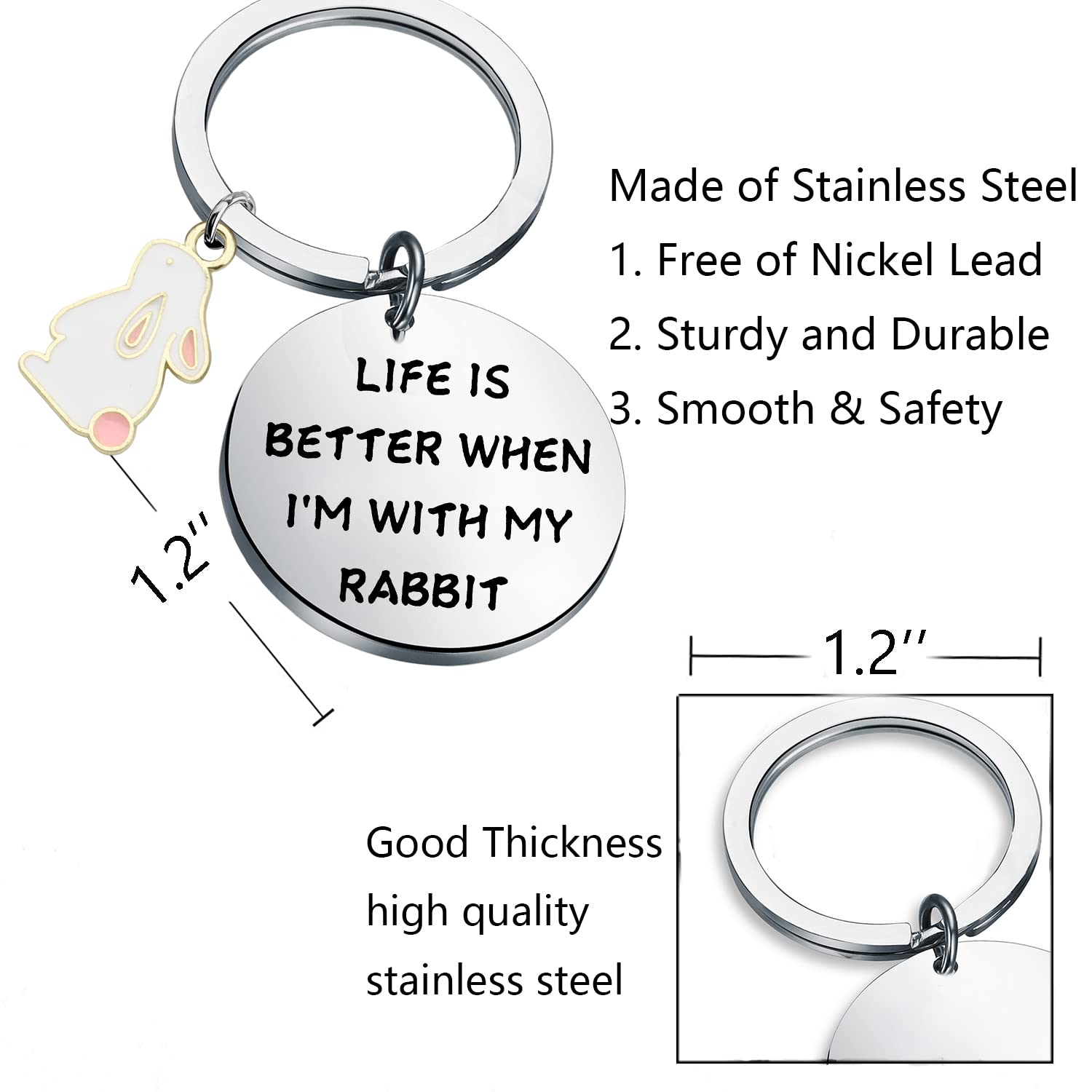 WSNANG Rabbit Keychain Life Is Better When I'm With My Rabbit Jewelry Pet Gift Easter Gift for Bunny Lover Gift (With My Rabbit KY)