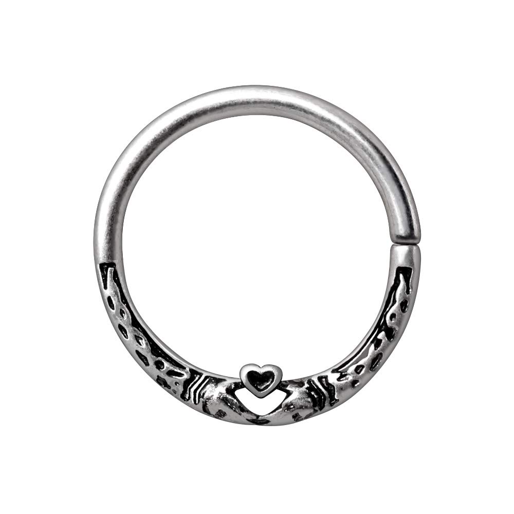 Pierced Owl 16GA Stainless Steel Celtic Snake and Heart Seamless Cartilage Daith Septum Ring