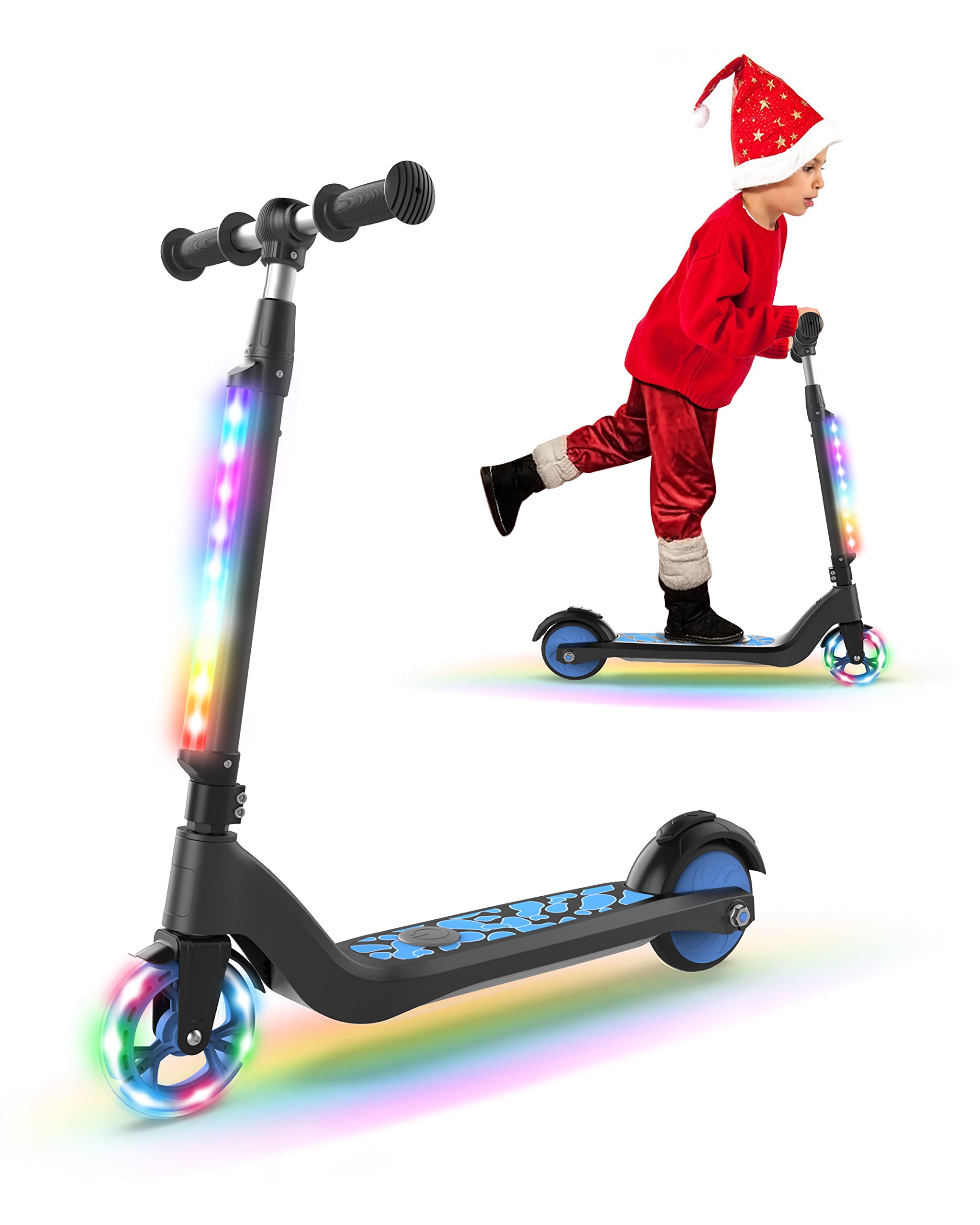 SISIGAD Electric Scooter for Kids Ages 6-12, LED Light-Up Deck, Kids Scooters with 3 Adjustment Levels Handlebar to 36 Inches High,5.3" Wheel UL Certificated Kick Scooter, Christmas Birthday Gifts