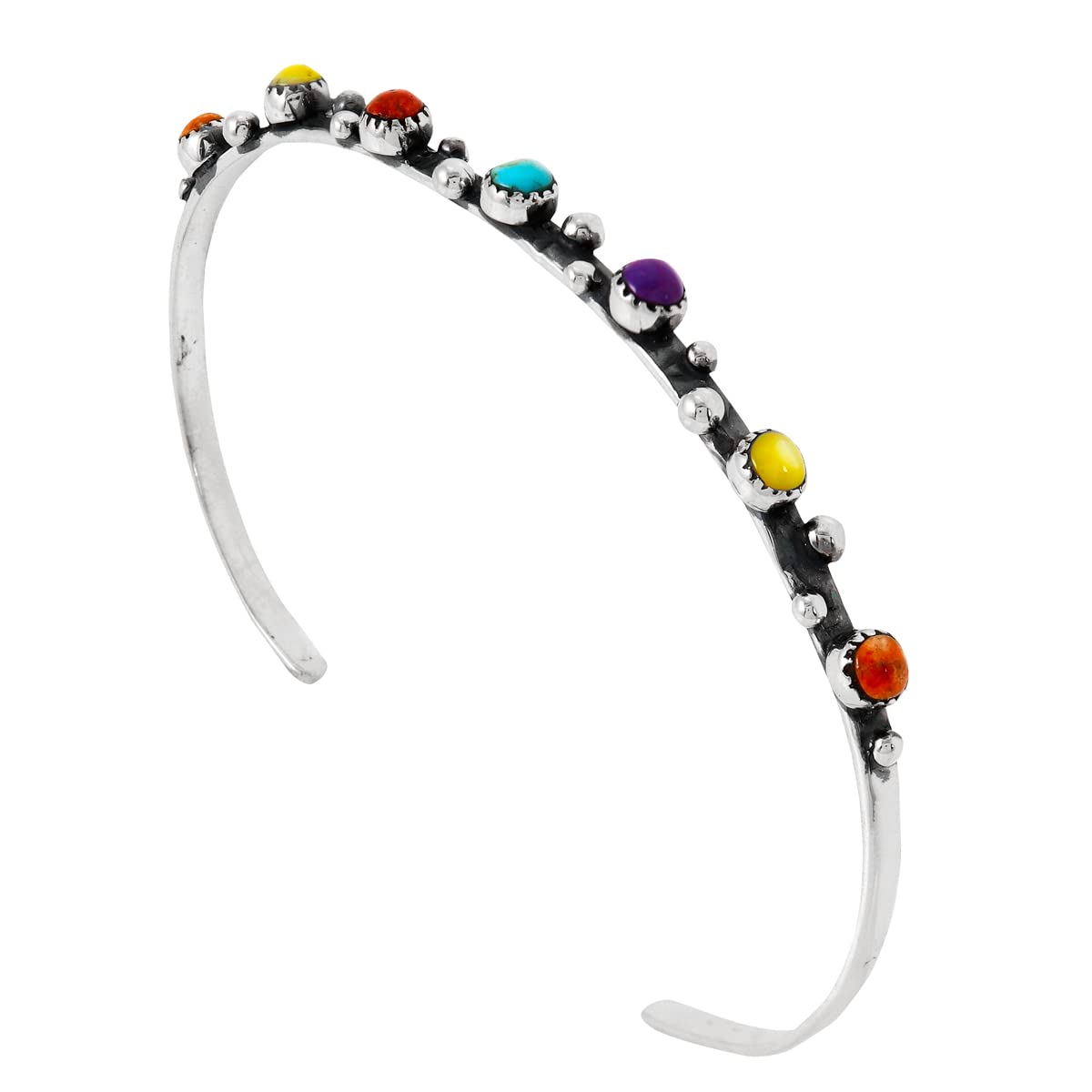 Turquoise Bracelet Sterling Silver 925 Genuine Turquoise Stackable Bracelet (Turquoise)