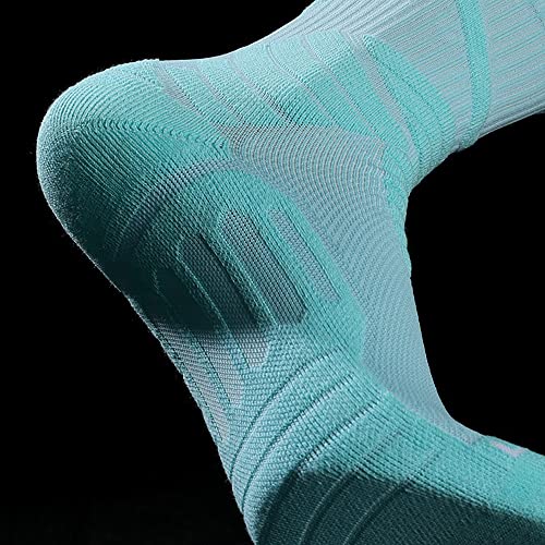 Teendi Cushioned Athletic Sports Crew Socks Cotton Athletic Running Socks Multi Color Basketball Socks Black (Black, White, Grey, Sky Blue 4 Pairs)