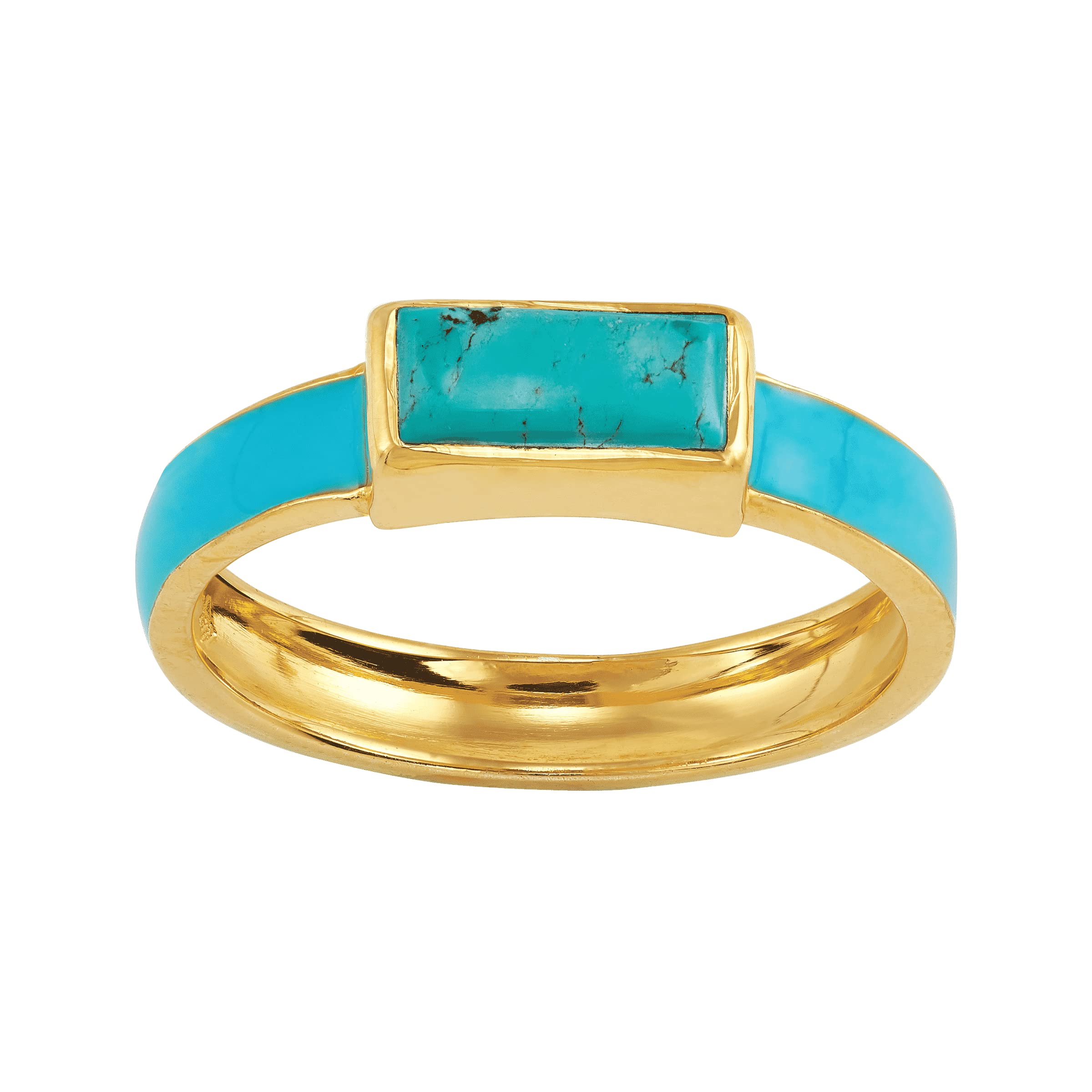 Silpada 'Building Blocks' Turquoise Ring in 18K Yellow Gold-Plated Sterling Silver, Size 8, Size 8