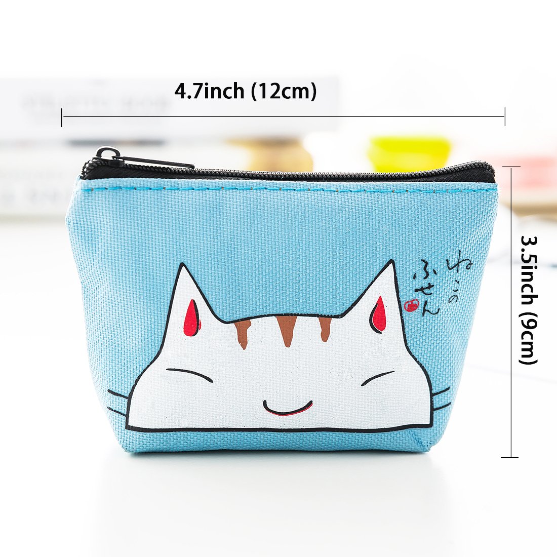Oyachic 4 Packs Cute Coin Purse Cat Change Pouch Vintage Canvas Zipper Wallets Women Clutch Mini Bag Christmas Birthday Bag Clasp Closure