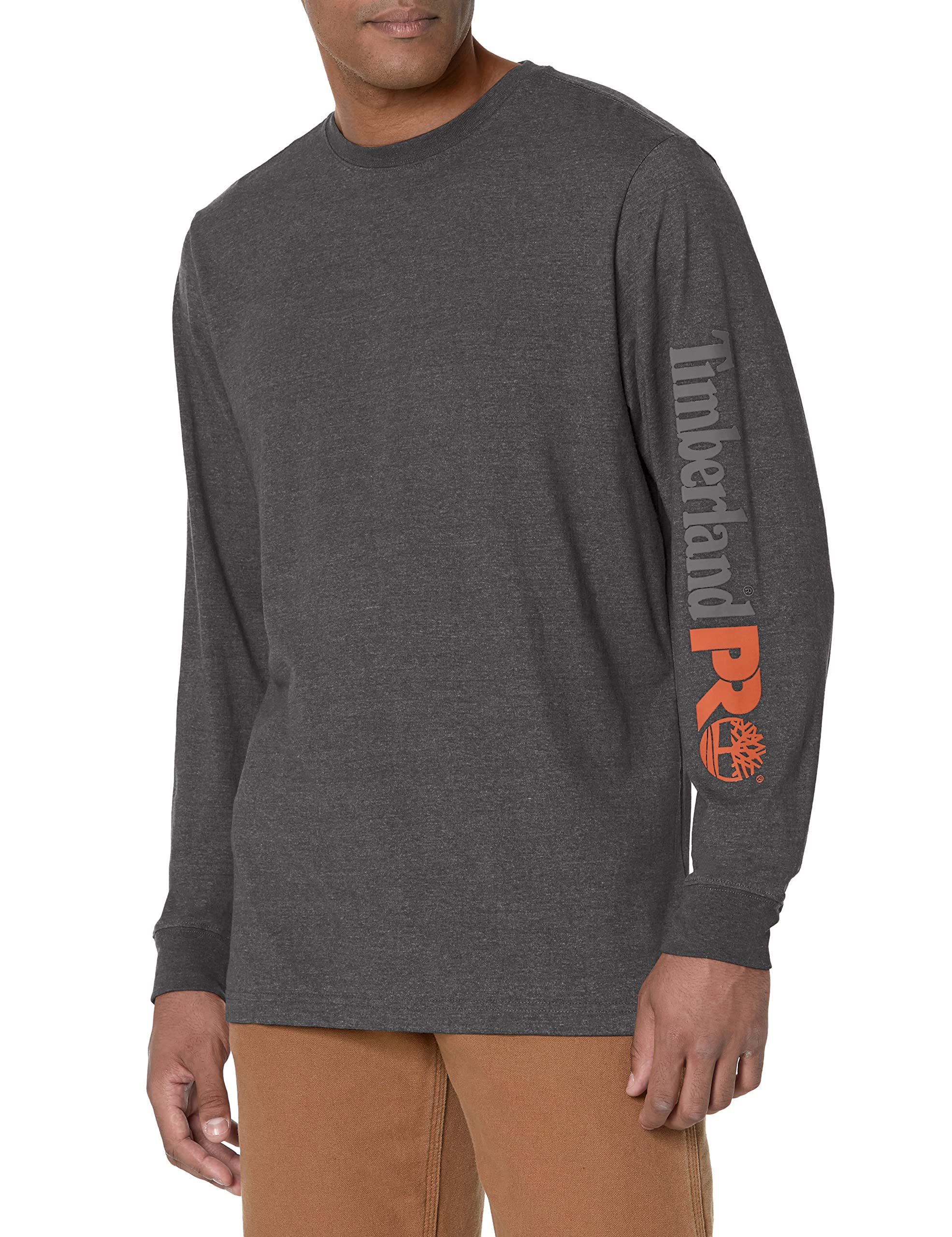Timberland PRO Men's Base Plate Blended Long-Sleeve T-Shirt with Logo, Burnt Olive Heather, X-Large