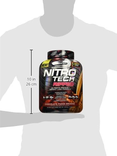Muscletech Whey Protein Powder (Chocolate Fudge Brownie, 4LB) - Nitro-Tech Ripped Whey Protein Isolate & Peptides Smoothie Mix for Lean Muscle & Fast Recovery - 30g of Whey Protein for Women & Men