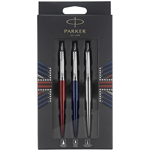 Parker Jotter London Trio Discovery Pack: Ballpoint Pen (Royal Blue), Gel Pen (Red Kensington) & Mechanical Pencil (Stainless Steel)