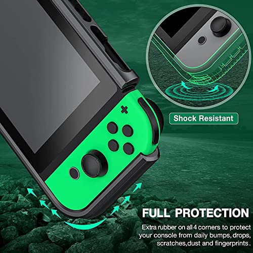 WU-MINGLU Switch Case, Protective Case for Nintendo Switch with 7 Game Cards Slots, Dockable Switch Cover with Ergonomic Design and Adjust Kickstand White