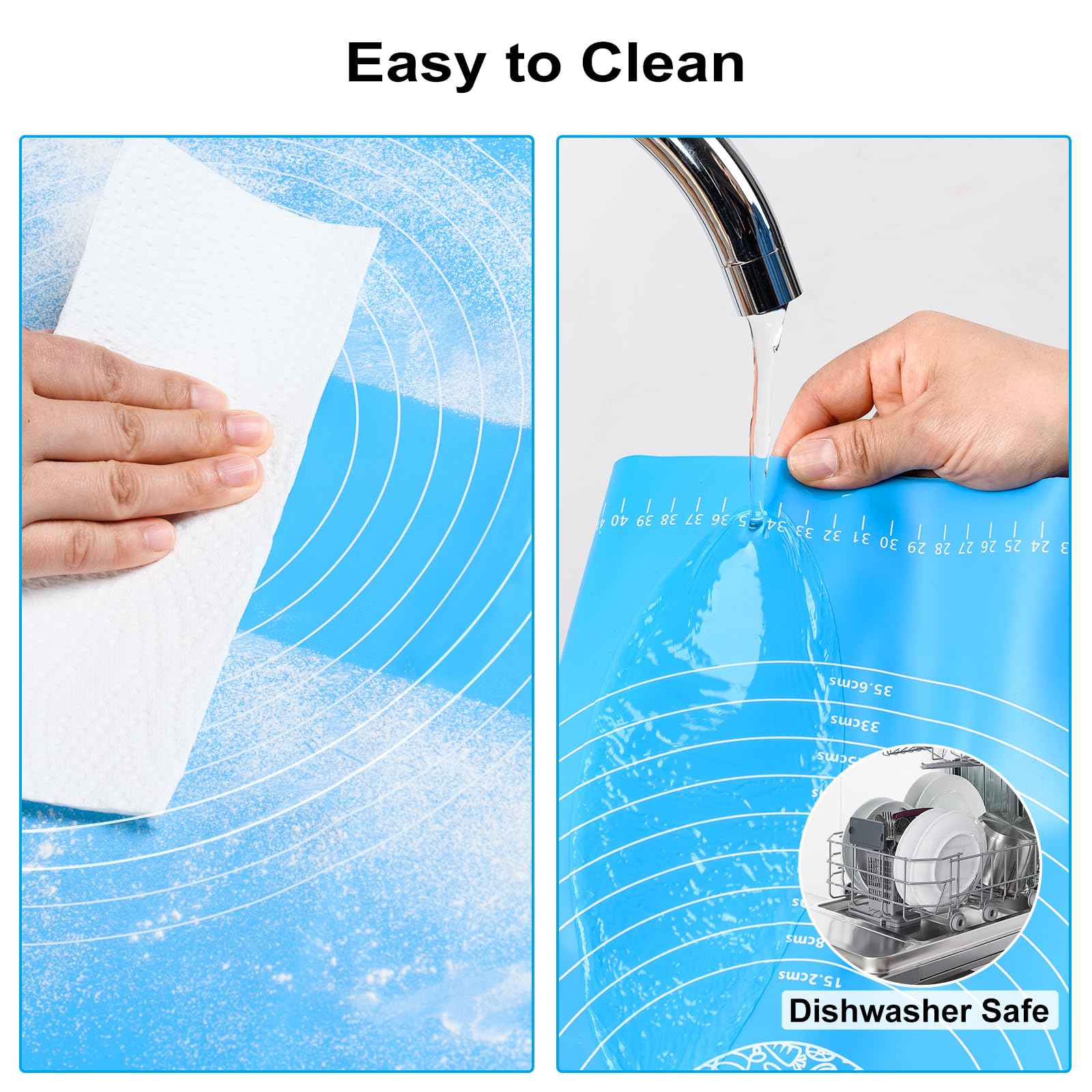 PARACITY Silicone Baking Mat, Pastry Mat with Measurements and Dough Scraper, Non-slip Non Stick Dough Mat, 25*18Inch Baking Supplies/Counter Mat for Kitchen, Fondant/ Pie Crust Mat for Making Pastry