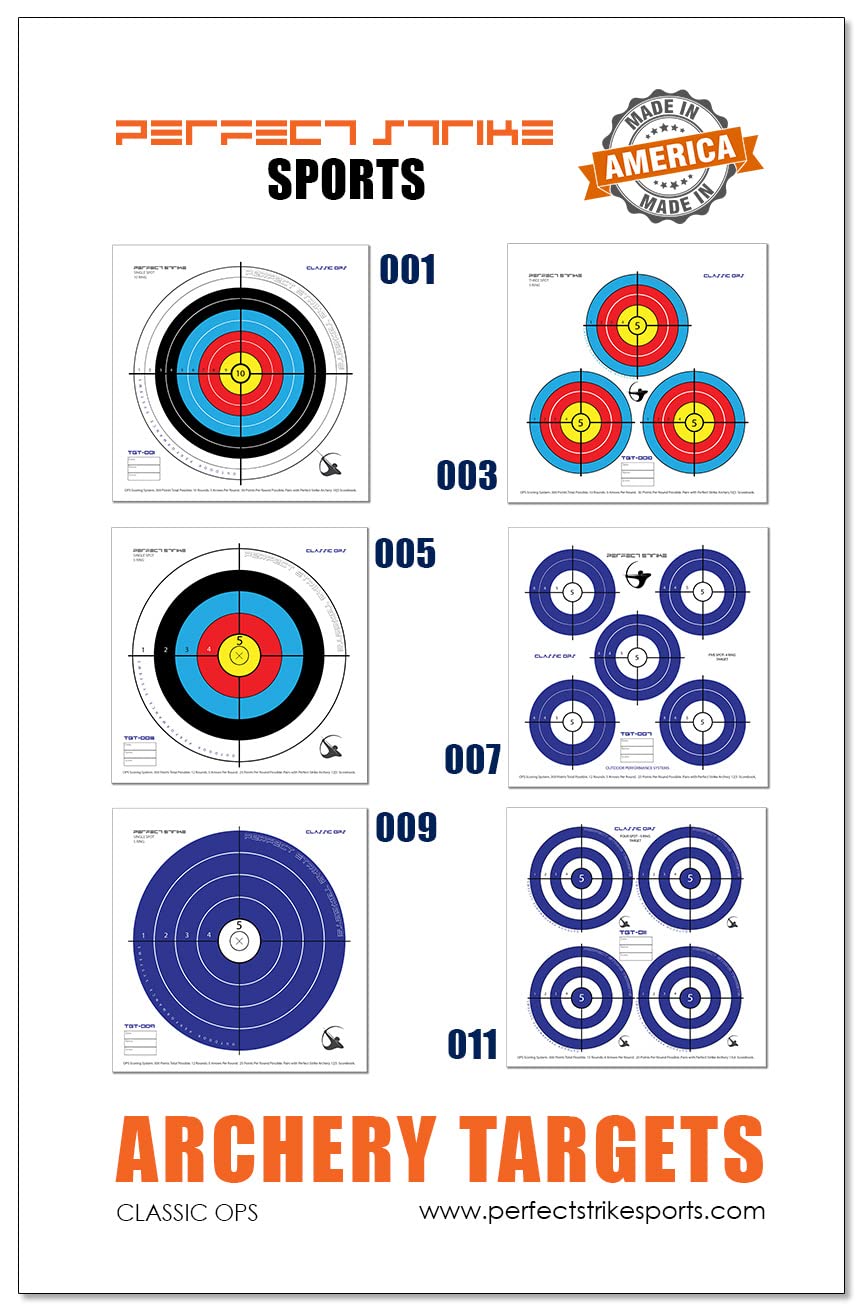 Perfect Strike Archery Targets. Classic OPS No. 007. Archery Paper Targets. Great for practice in the backyard or at the range. (12" x 12") 12 Targets