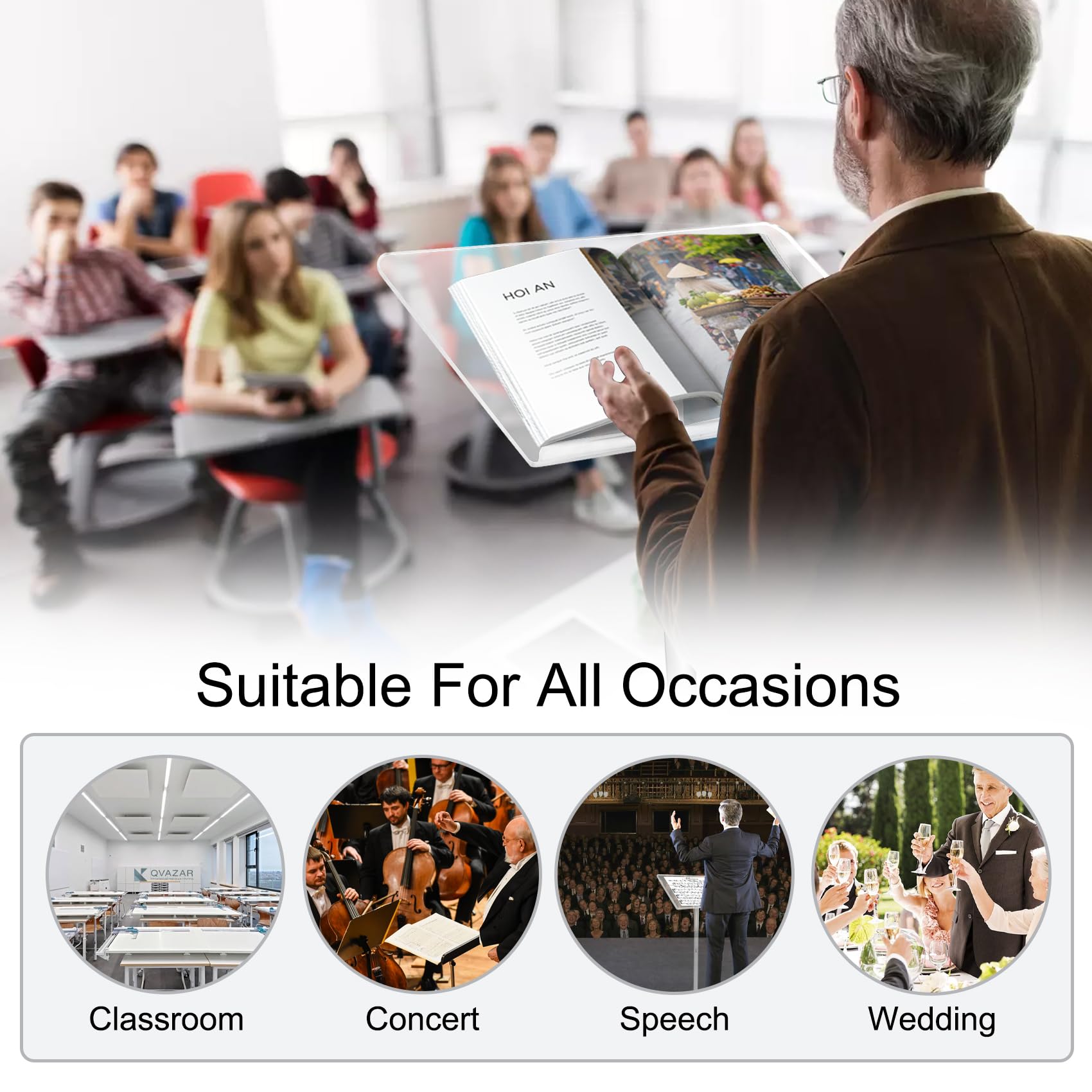 Pulaim Acrylic Podium Stand, Pulpits for Churches, Angle Adjustable, 23.6" L x 15.7" W x 43.3" H Lecterns & Podiums, Conference Portable Podium for Classroom, Restaurants, Weddings, Office, Clear