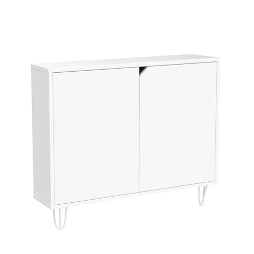 Nexera 132203 Slim 2-Door Storage Accent Cabinet, Floating and Wall Mount Bar, White