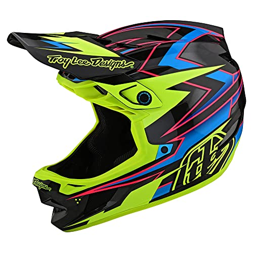 Troy Lee Designs D4 Carbon Full Face Bicycle Helmet for Max Ventilation Lightweight MIPS EPP EPS Racing Downhill DH BMX MTB - Adult Men Women (Black/Flo Yellow, Medium)