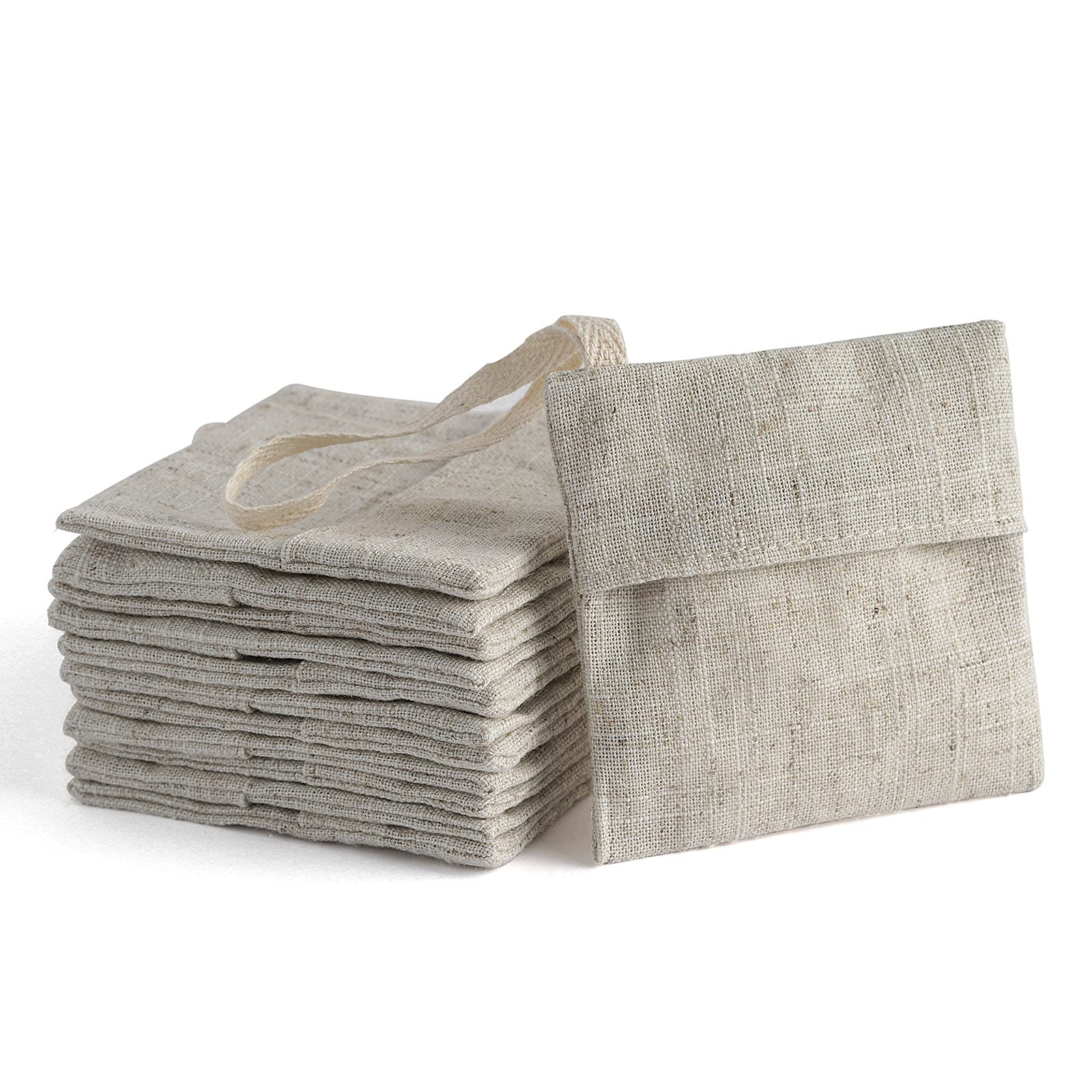 PandaSew 20pcs 8x8cm Linen Drawstring Jewelry Pouch Packaging Bag for Gift Necklace Earrings Rings