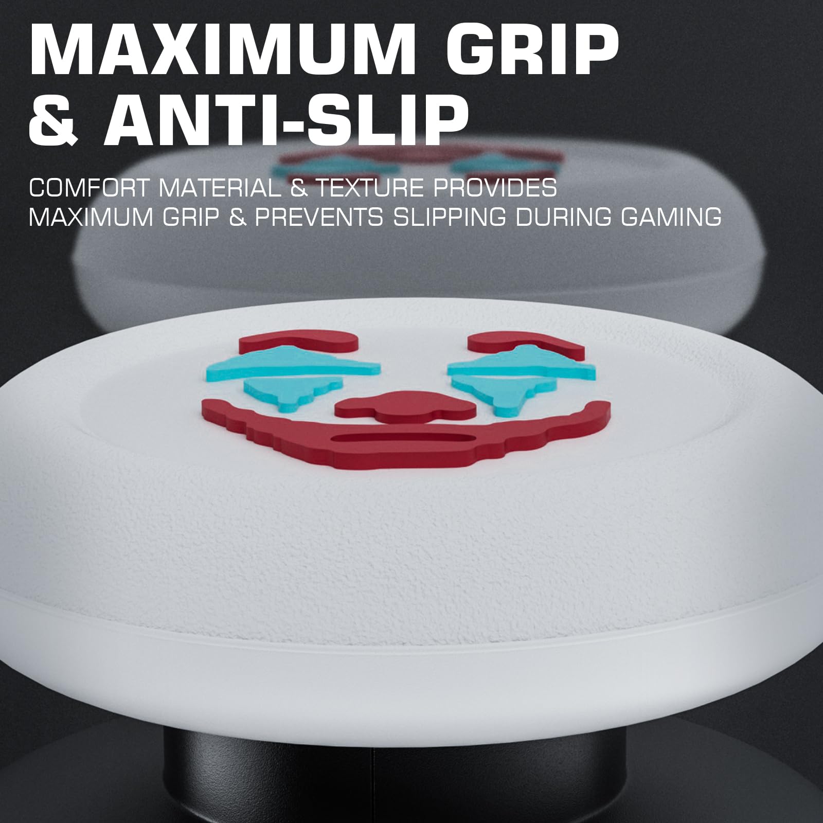 PlayRealm NO Falling Off Thumbstick Extender & Silicone Grip Cover 2 Sets for PS5 & PS4 Controller (BP)