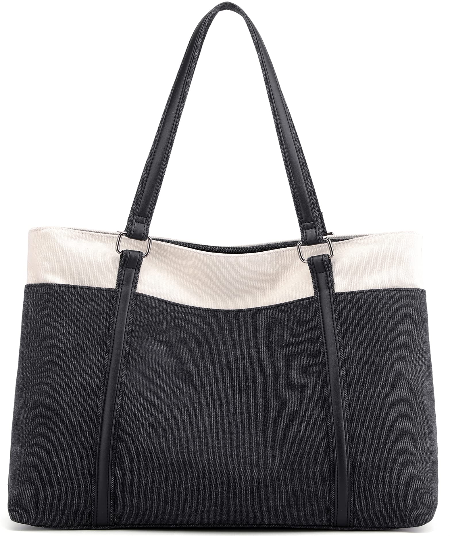 Scioltoo Purses and Handbags for Women Large Shoulder Tote Satchel Work Canvas Bags 15.6 inch Black