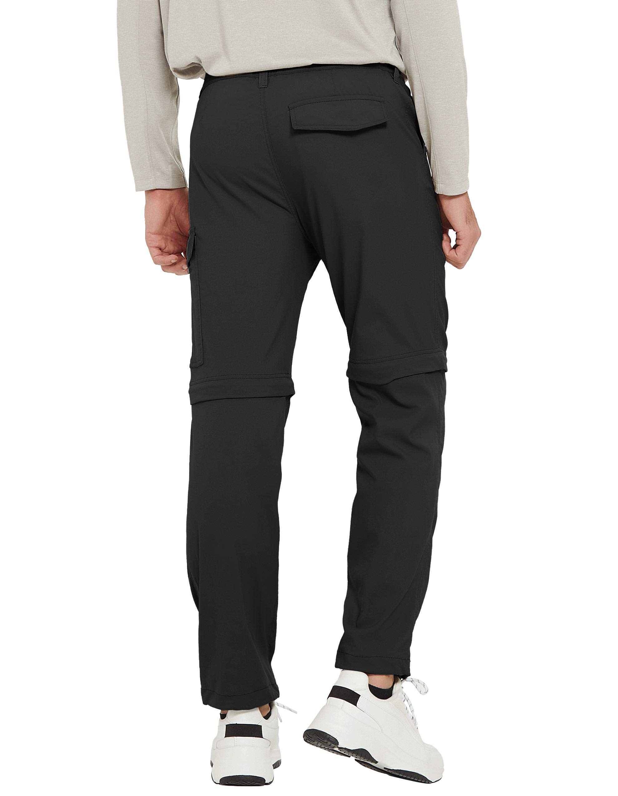 PULI Men's Waterproof Convertible Hiking Pants Lightweight Outdoor Cargo Climbing Fishing Black 38