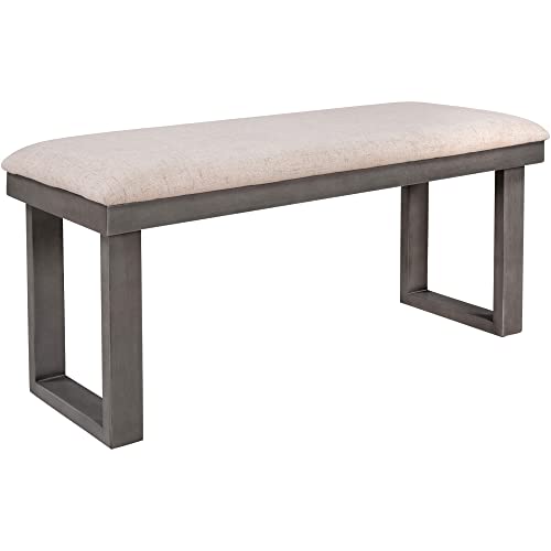 RUNWON 6-Piece Kitchen Dining Set w/Rectangular Wood Table,4 Chairs,1 Bench, Simple Contemporary, Gray