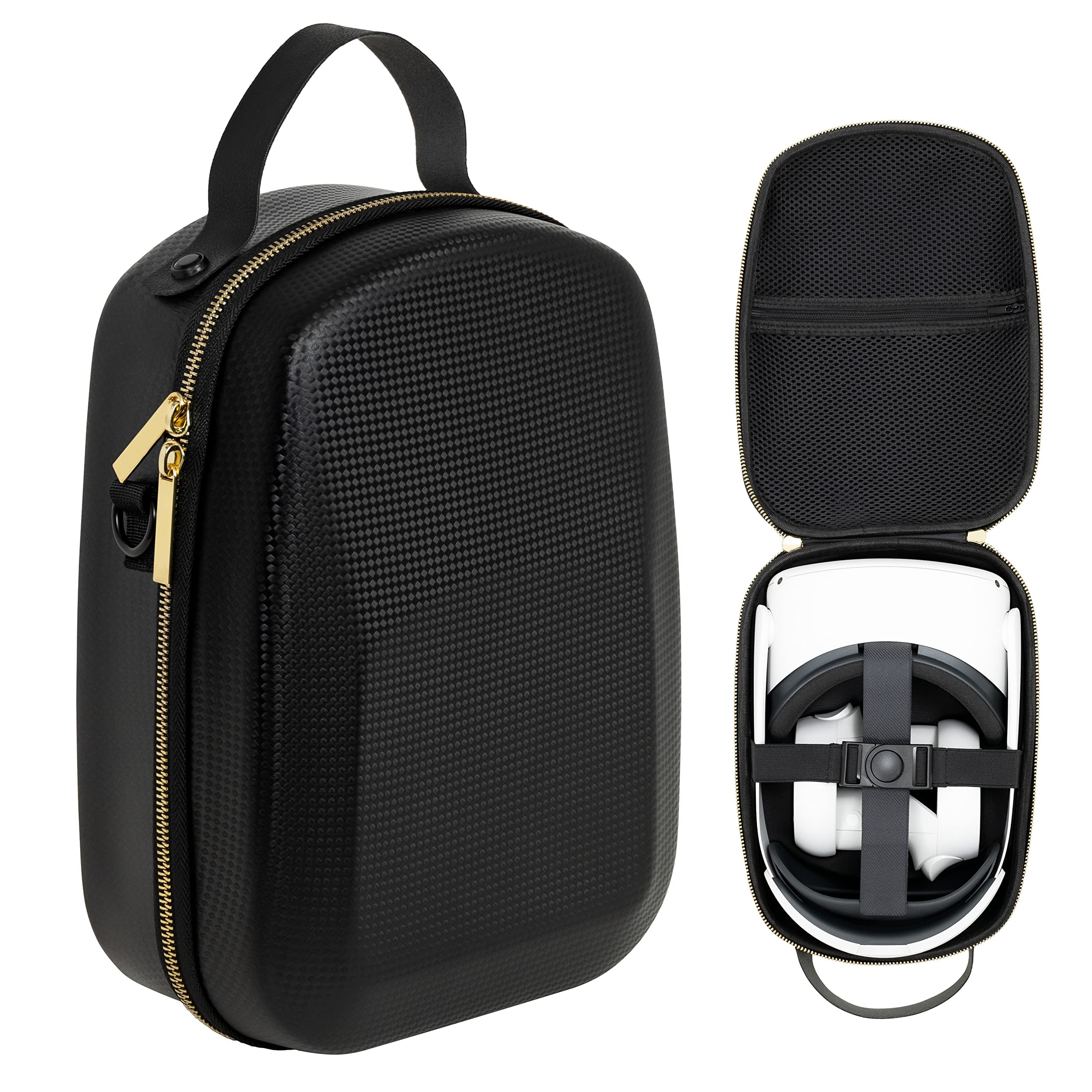 VirtualJungle Quest 2 Case | All-in-One Portable Travel Case for Storing Quest 2 VR Gaming Headset, Elite Strap and Touch Controllers Accessories (Carbon Fiber)
