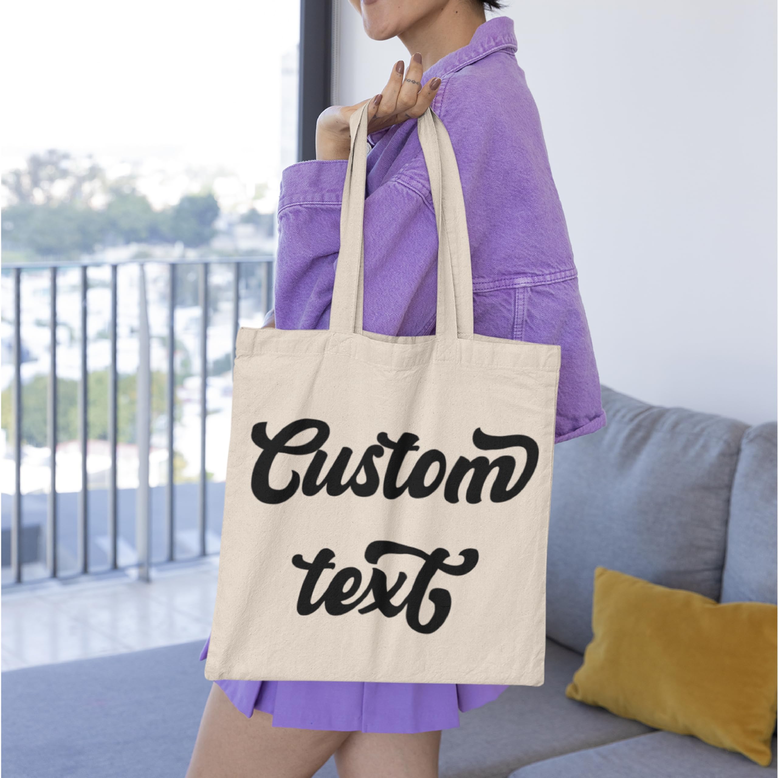 Personalized Your Text Here Tote Bag β Customized Bridesmaid Shoulder Bag β Custom Beach Canvas Shoulder Bag β Customize Grocery Bag