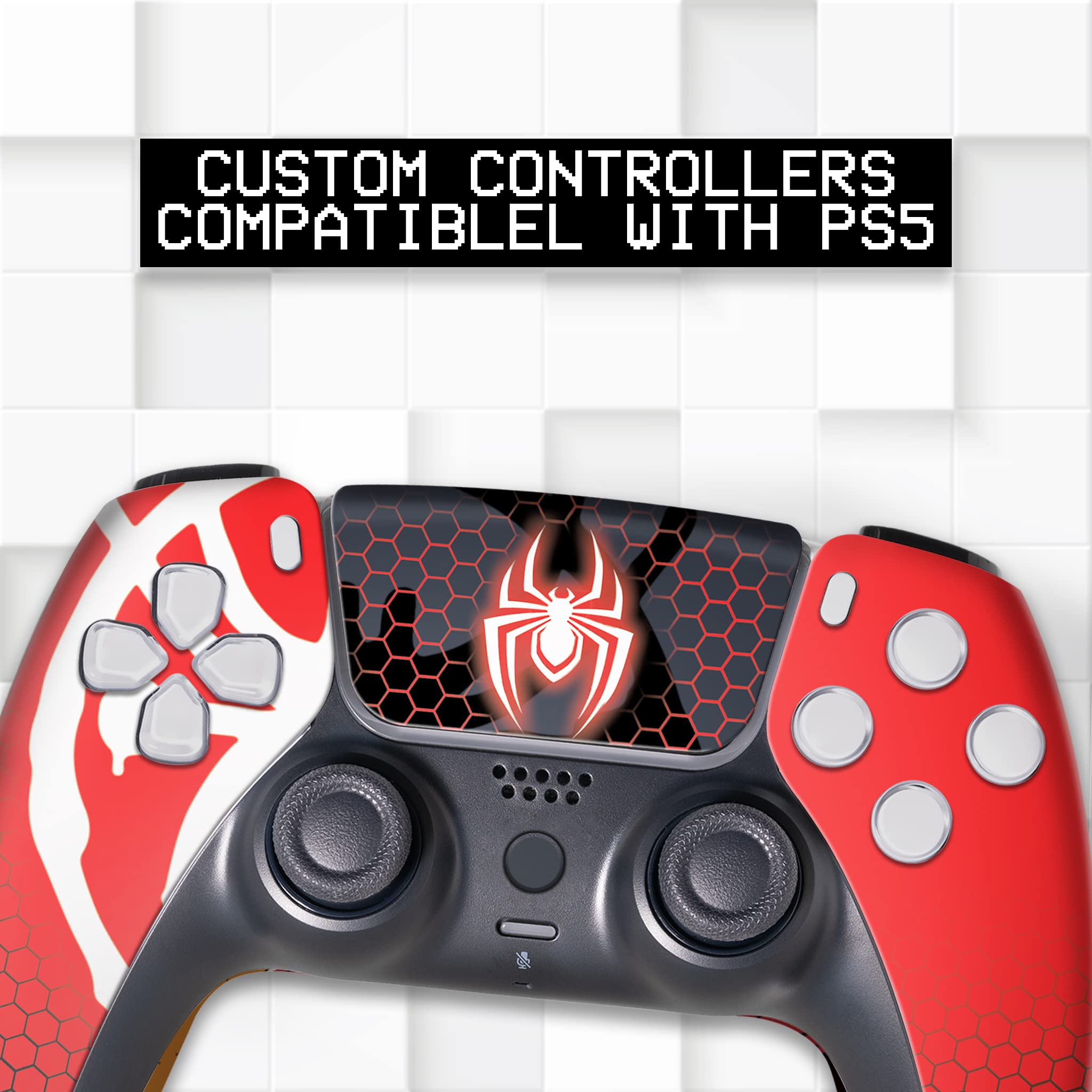 Spider_Man Morales Custom PS-5 Controller Wireless compatible with Play-Station 5 Console by BCB Controllers | Proudly Customized in USA with Permanent HYDRO-DIP Printing (NOT JUST A SKIN)