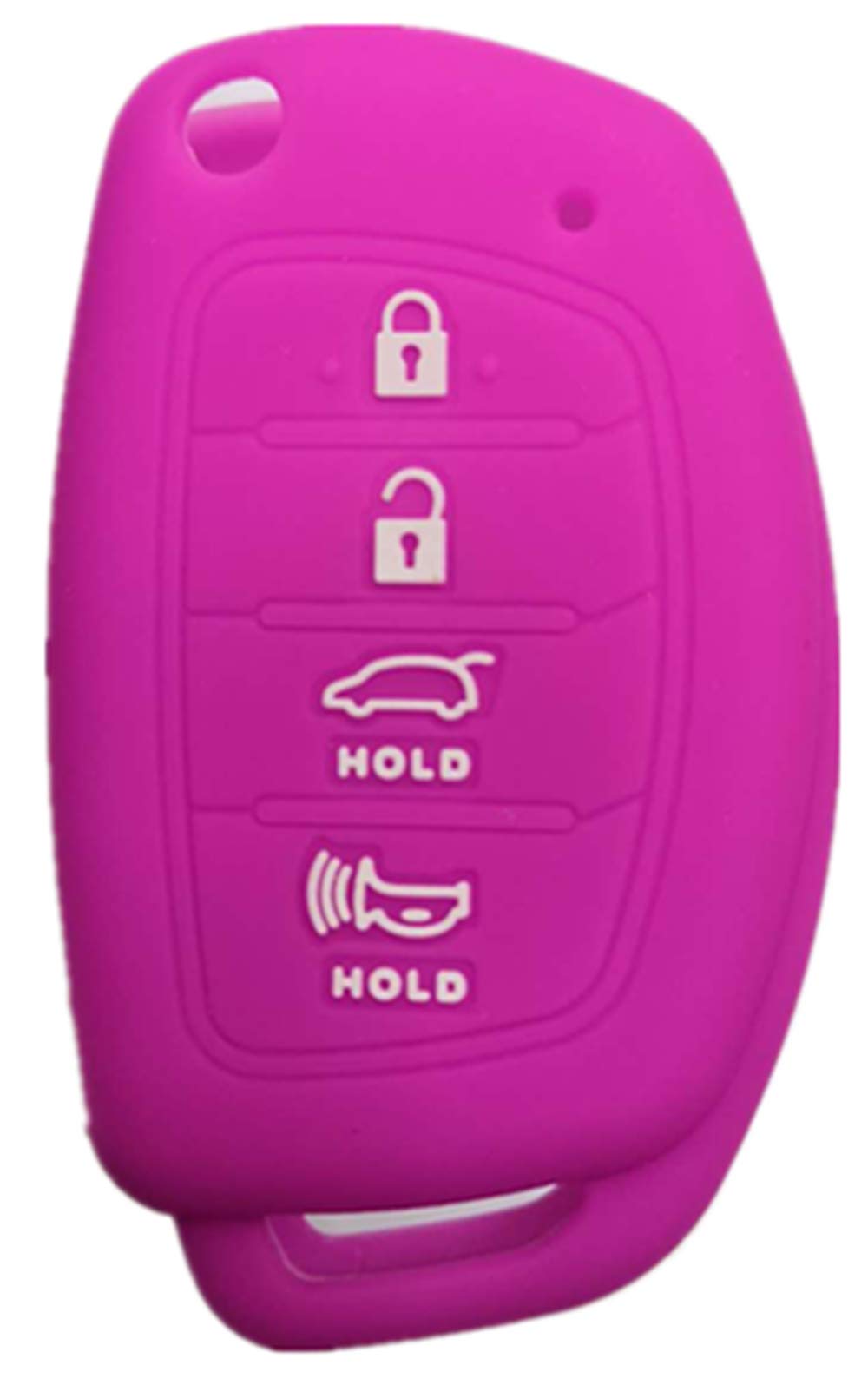 RUNZUIE 4 Buttons Silicone Flip Folding Remote Key Fob Cover Protector Shell Compatible with Hyundai Santa Fe Purple (Not Fit The Smart Key Fob)