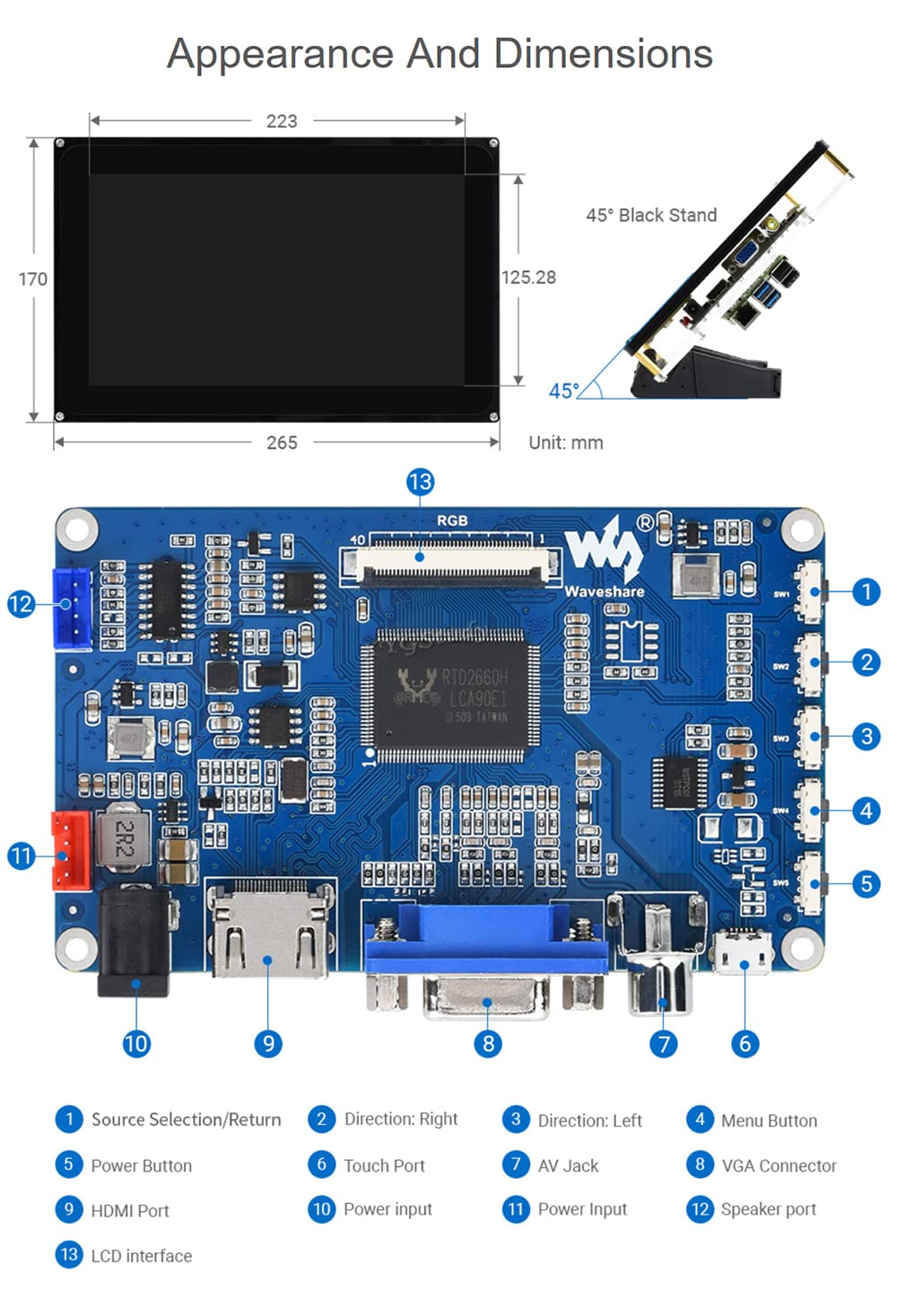 XYGStudy 10.1inch IPS 1024×600 Capacitive Touch HDMI Screen LCD (F) with Case, Compatible with All Versions of Raspberry Pi 4/3/2/Zero Model B B+ Jetson Nano PC Game Console Xbox360/Switch etc