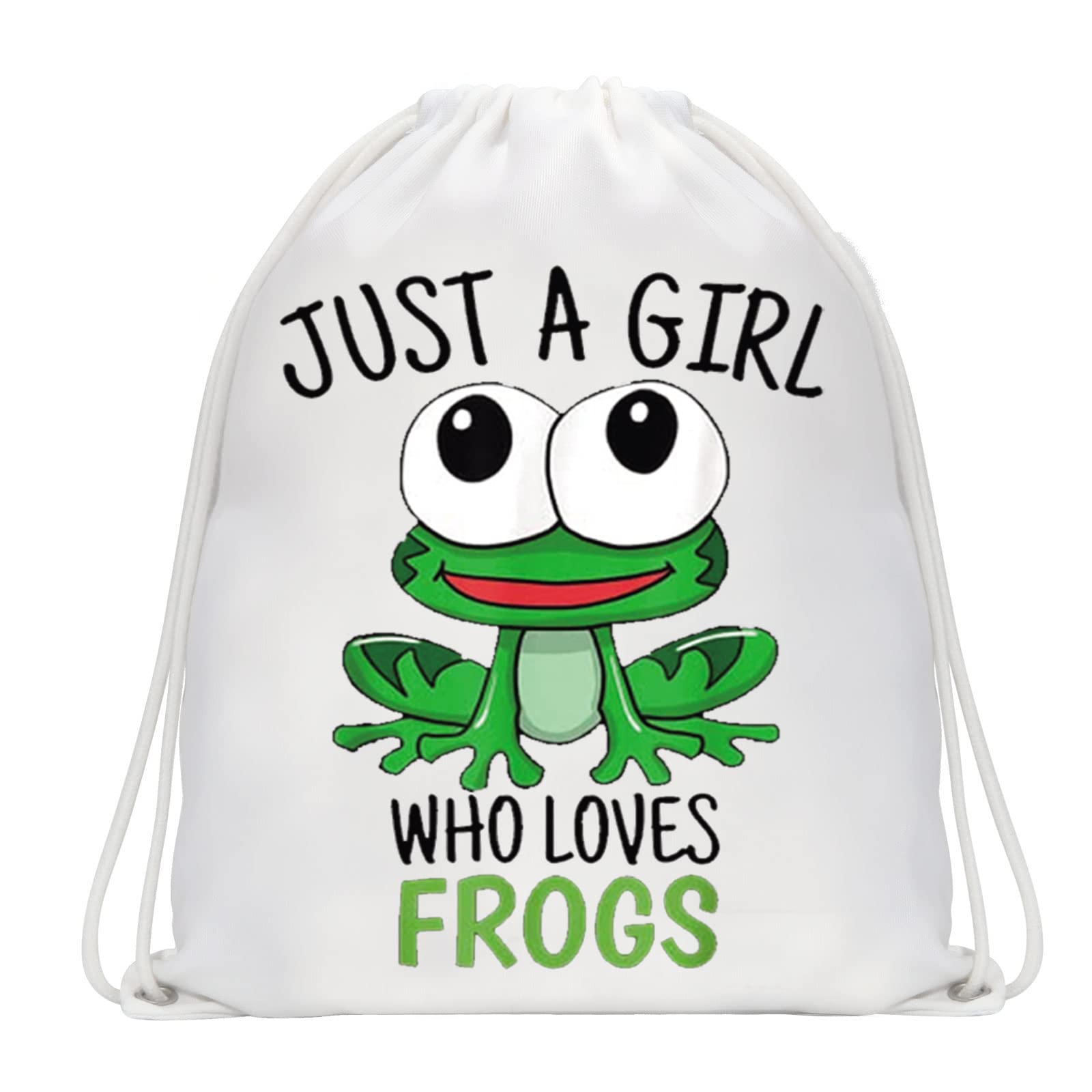 WZMPA Funny Frogs Drawstring Backpack Frog Lover Gift Just Who Loves Frogs Drawstring Travel Bag Animal Lover Gift (Loves Frogs)