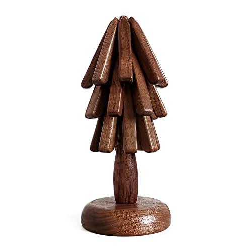 Ztonzie Wooden Trivets for Hot Dishes Tree Shape Trivet Set Coaster for Teapot Hot Pots and Pans 3 Pcs Foldable Tree Shape Heat Resistant Hot Pads for Kitchen Counter Dad