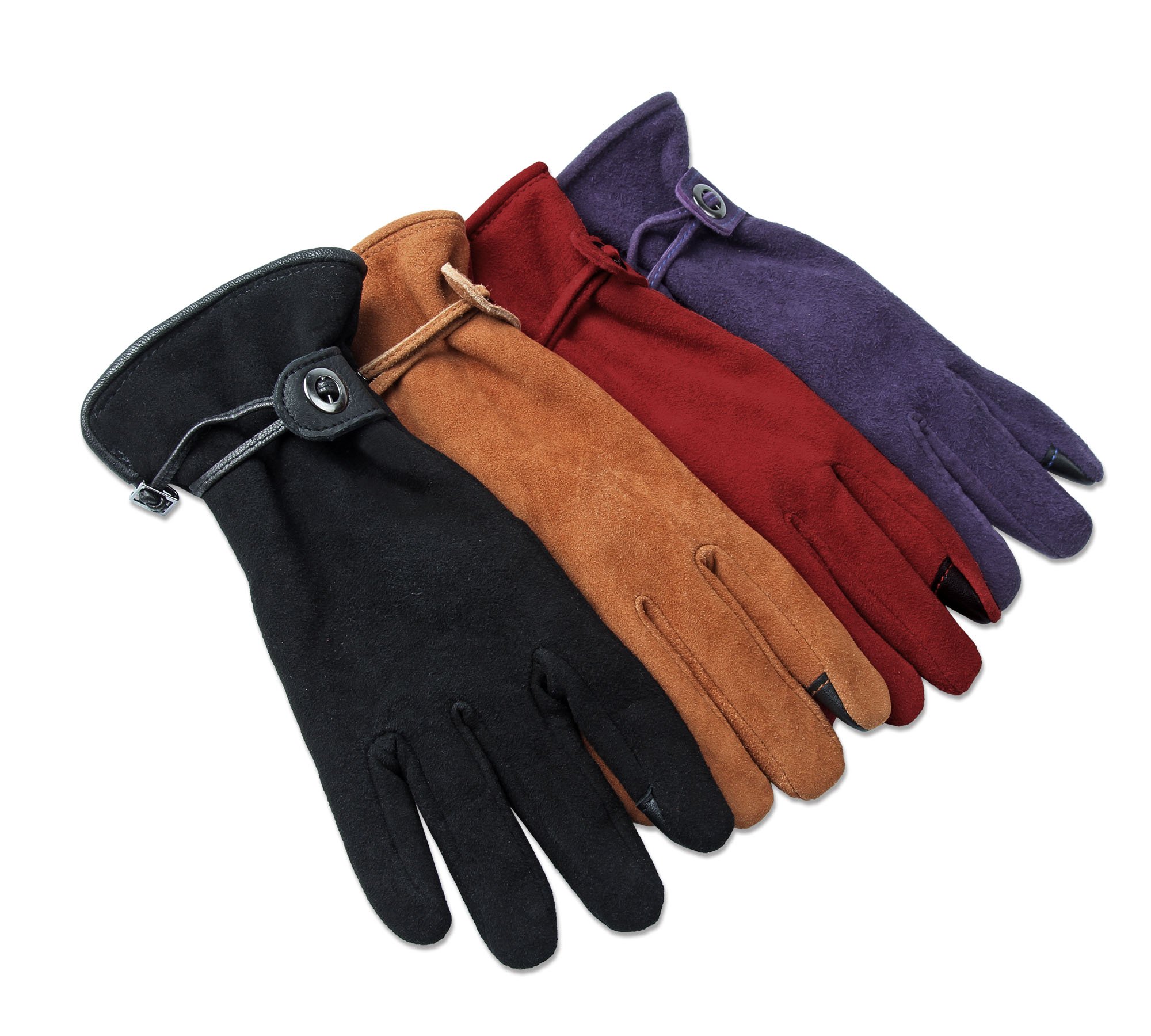 OZERO Winter Gloves for Women Touch Screen Deerskin Suede Leather Thermal Silky Velour Lining Cold Proof Hands Warm Gifts (Black,Medium)