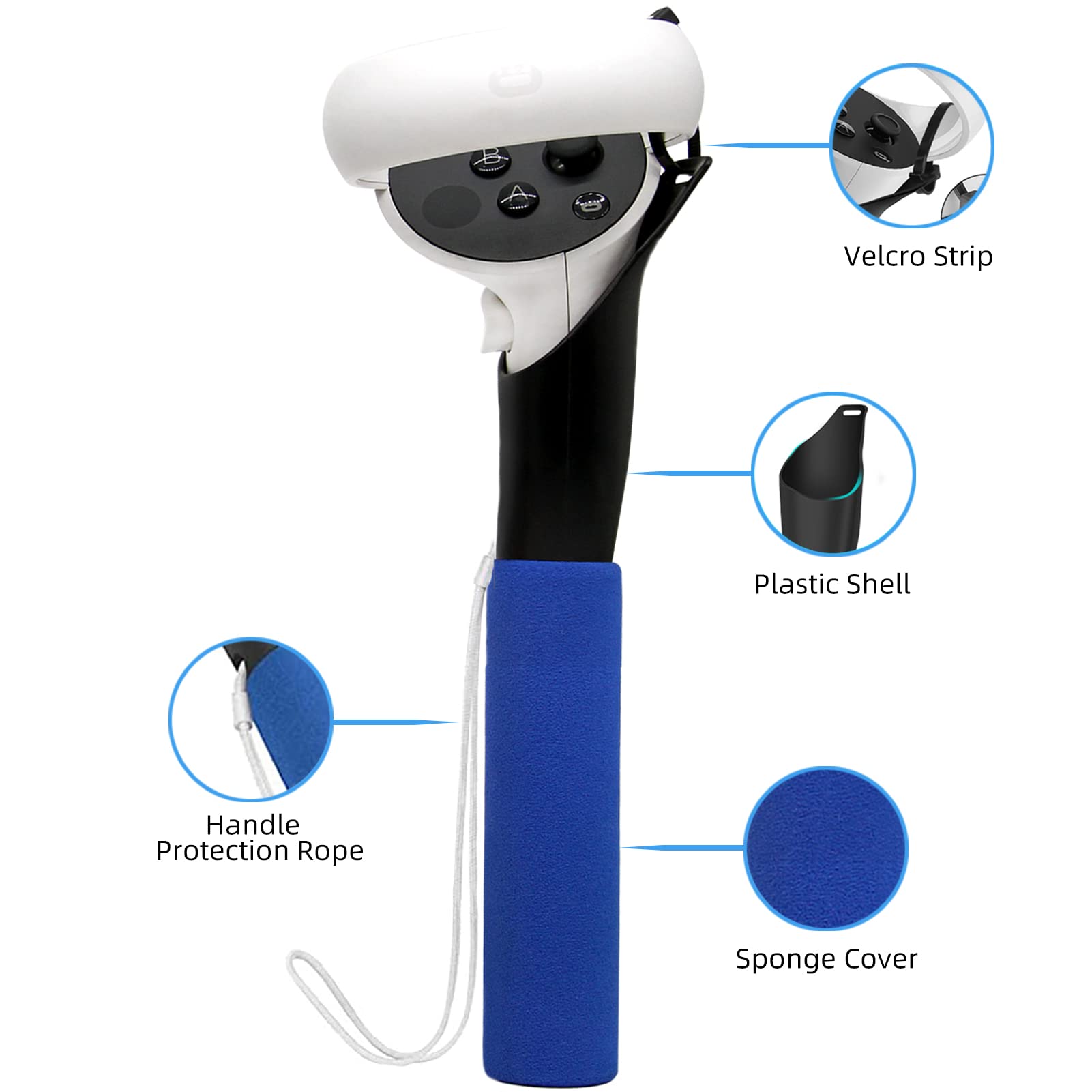 VRbrother Dual Grip Extender for Oculus Quest 2 and Headset for Quest 2 and Rift S for a comfortable grip and enhanced Beat Saber gaming experience