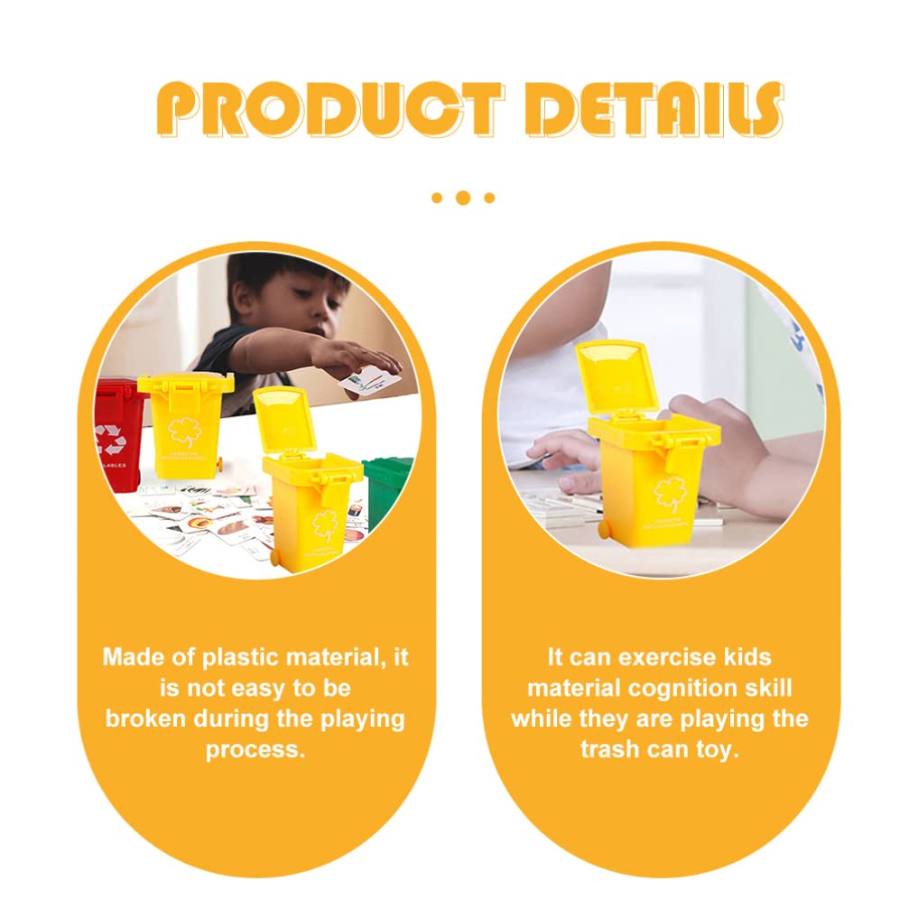 TEHAUX 8pcs Mini Trash Can Trash Can Child Toy Kid Garbage Can Toys Small Garbage Can Toys Garbage Can Kid Toy Children’s Toys Kids Toys Classification Bucket Pulley Clamshell Plastic