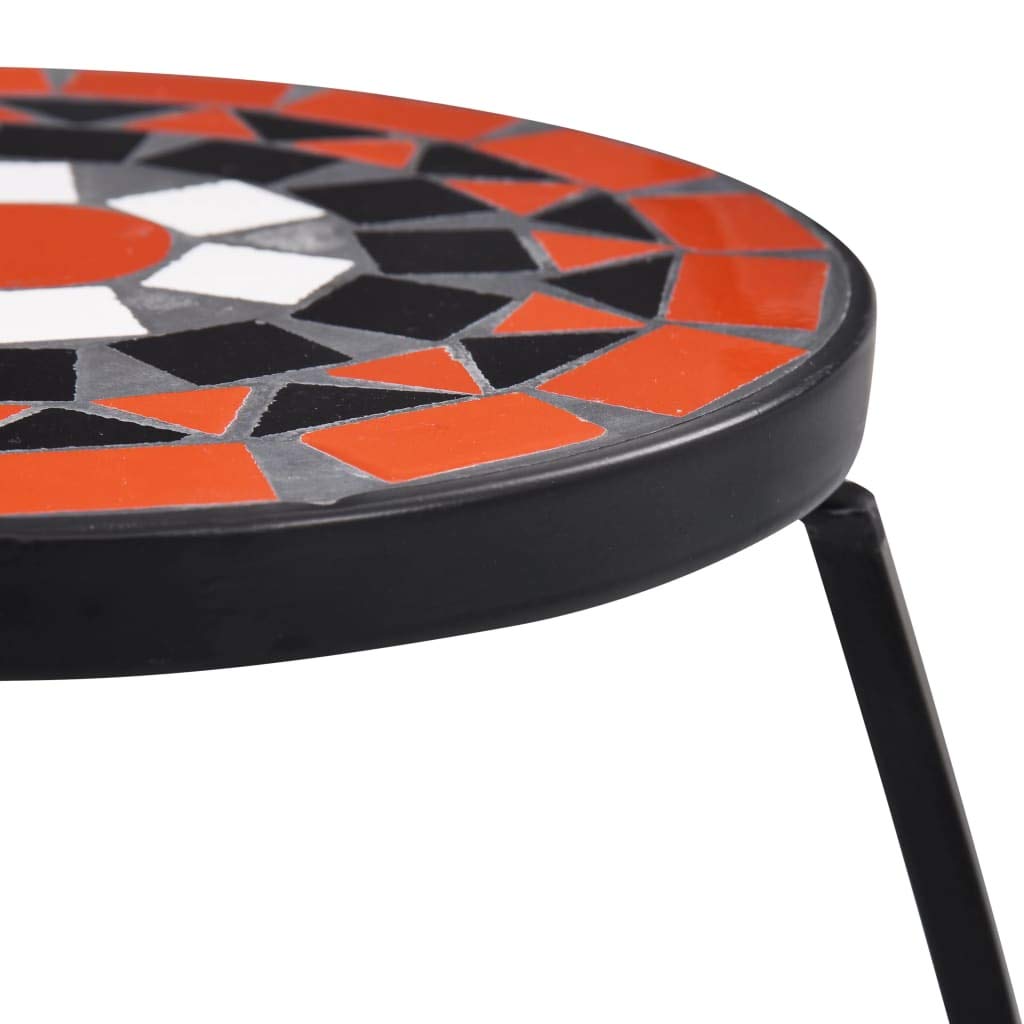 NusGear Mosaic Tables 3 pcs Terracotta and White Ceramic, Material: Iron Tube + Ceramic Tile -704