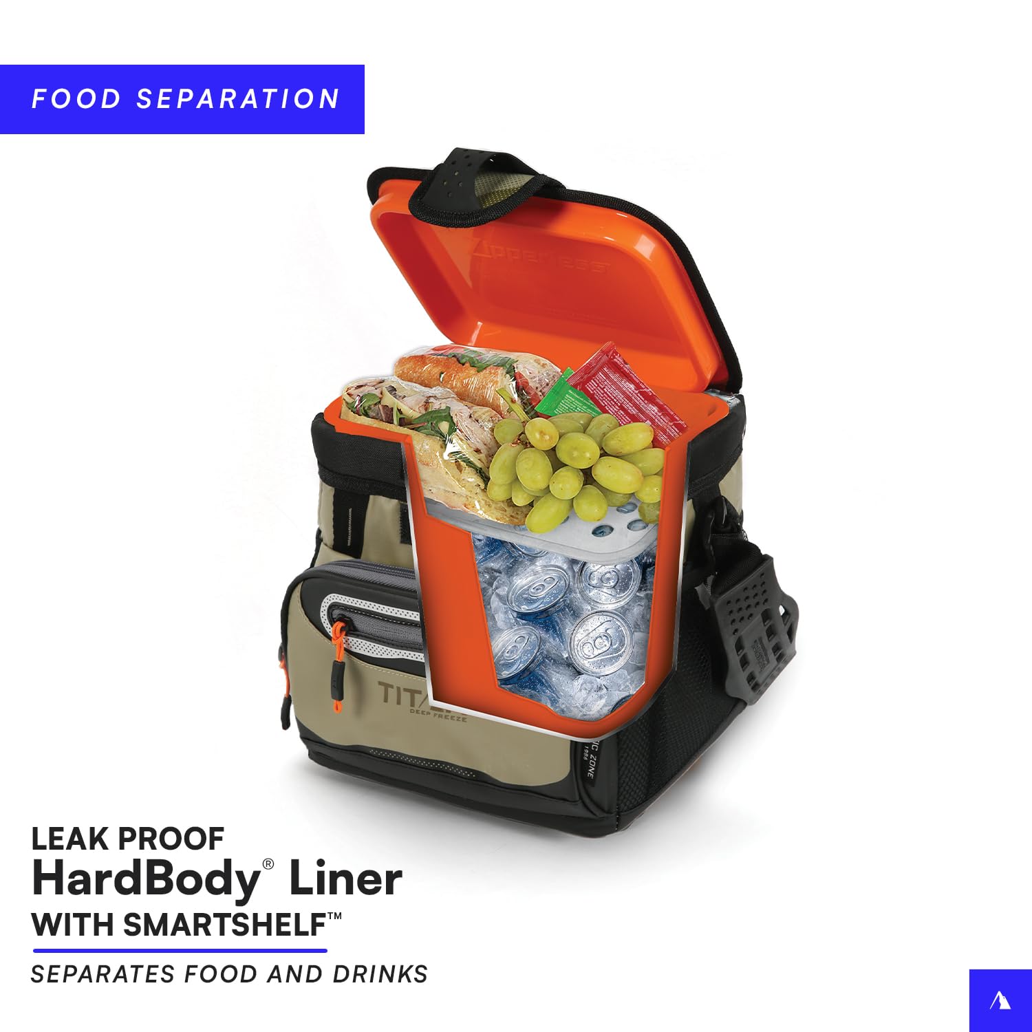 Titan Deep Freeze Cooler - 9 Can Zipperless Hardbody Cooler - Deep Freeze Insulation, HardBody Liner, and SmartShelf - Pine