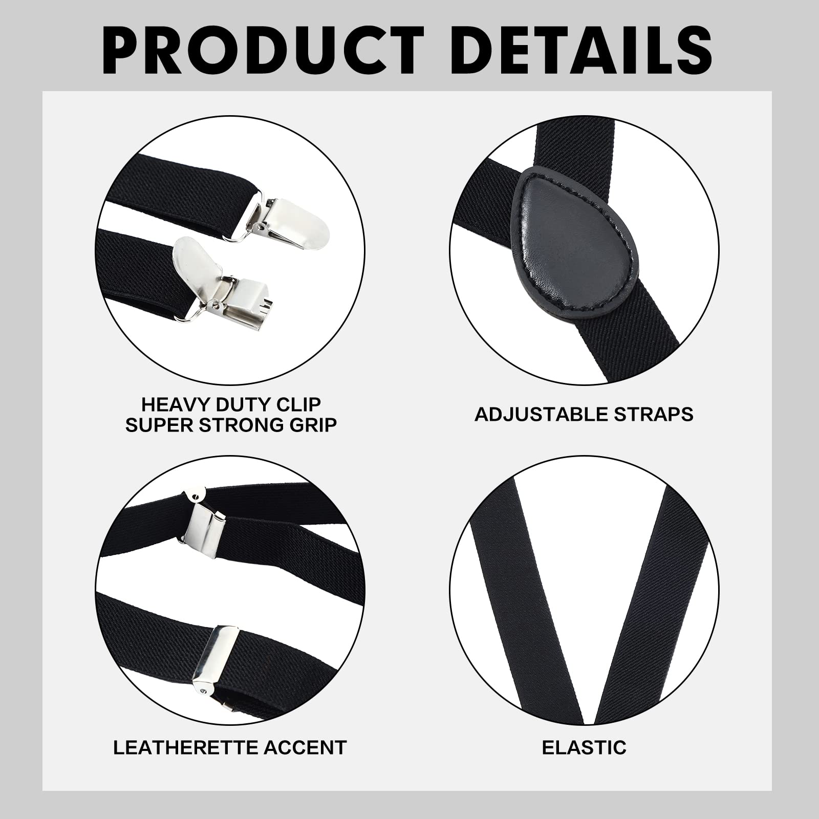 Seematn 12Pcs Halloween Suspenders for Men Adjustable Suspender Elastic Y Back Style Suspenders Belts for Men Boy Costume Accessories (Black)