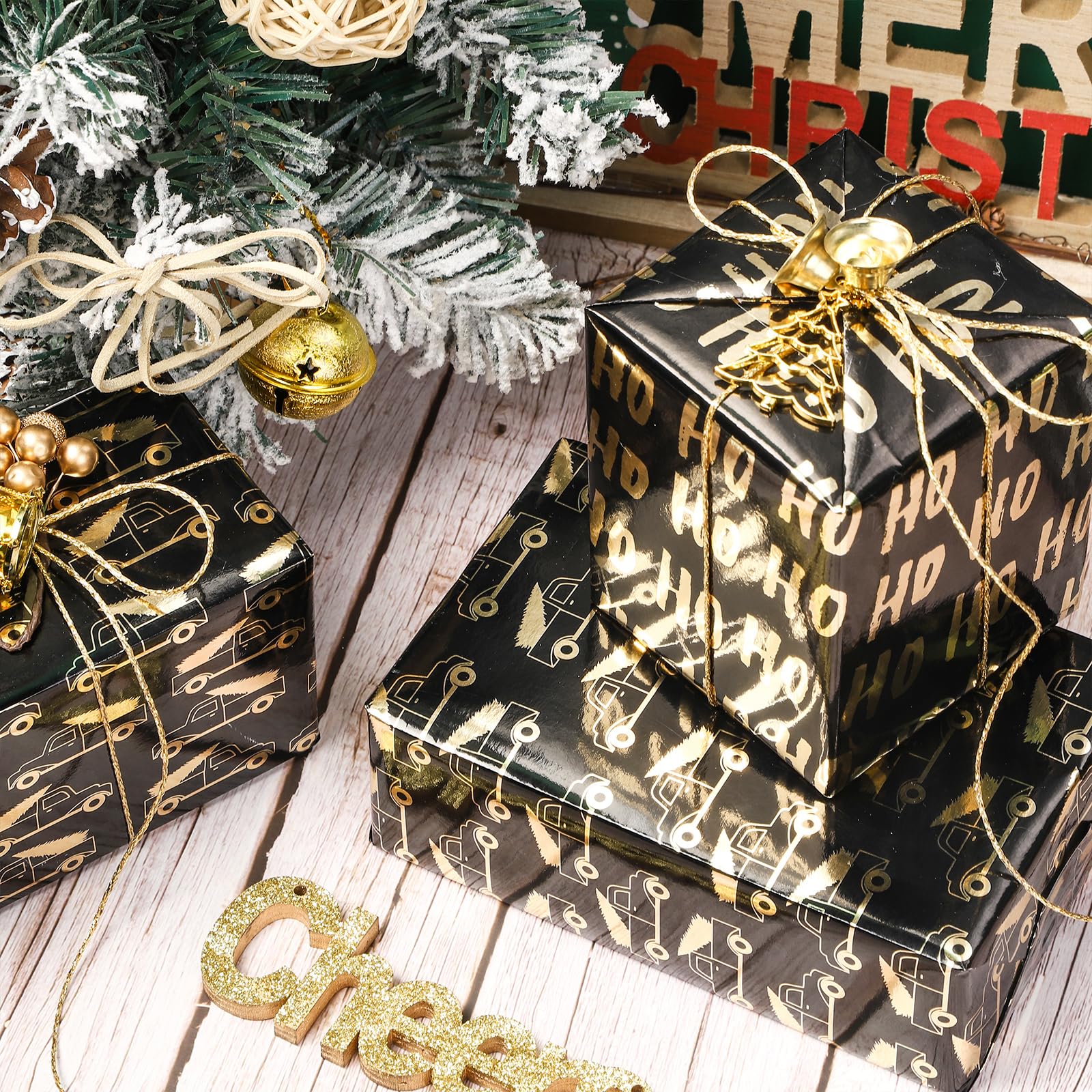 RUSPEPA Christmas Wrapping Paper Rolls - Mini Roll - 17 inches x 10 feet per Roll, Total of 3 Rolls - Pink Design