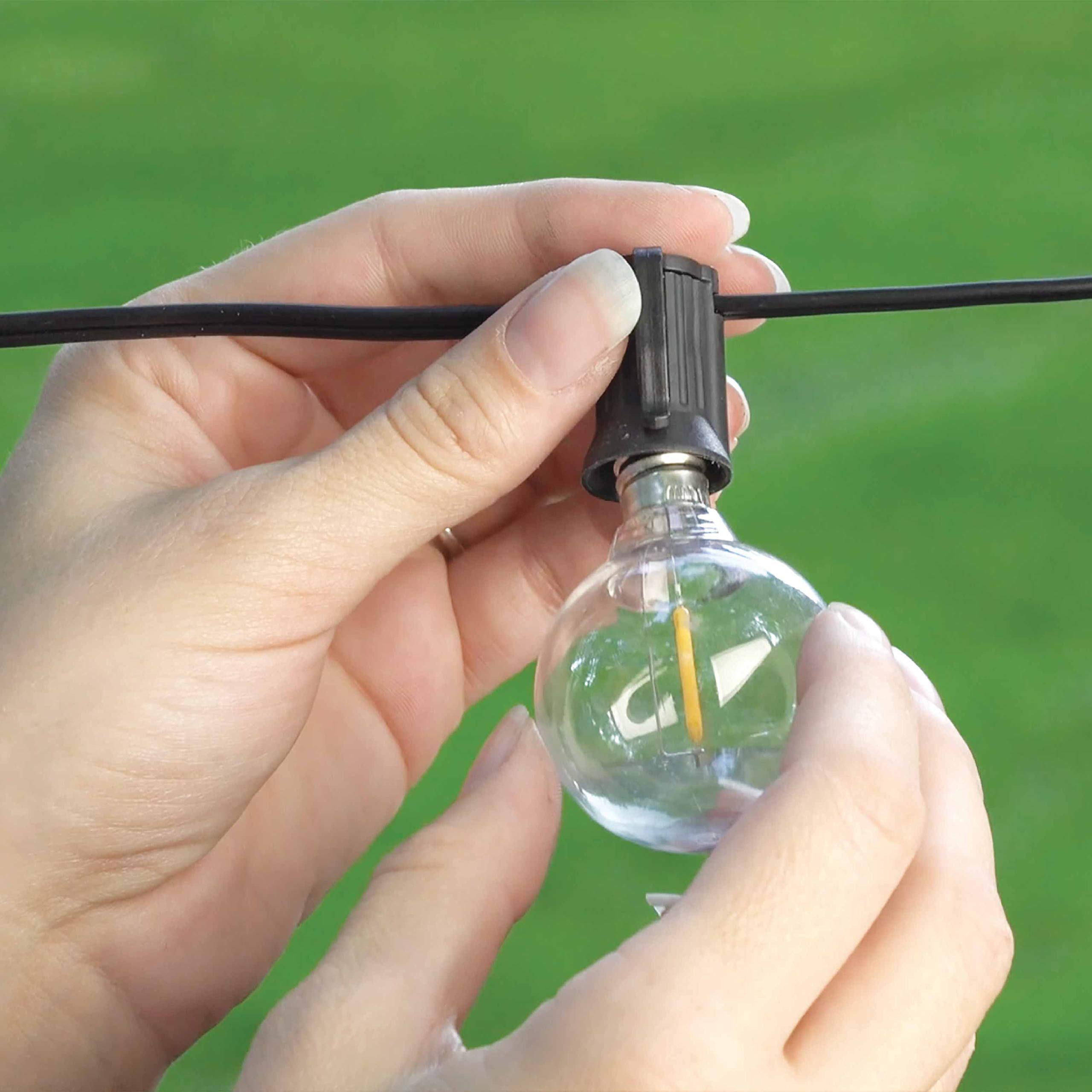 Mr Beams 1W G40 Globe Bulb LED Weatherproof Indoor/Outdoor String Lights, 50 ft, Black