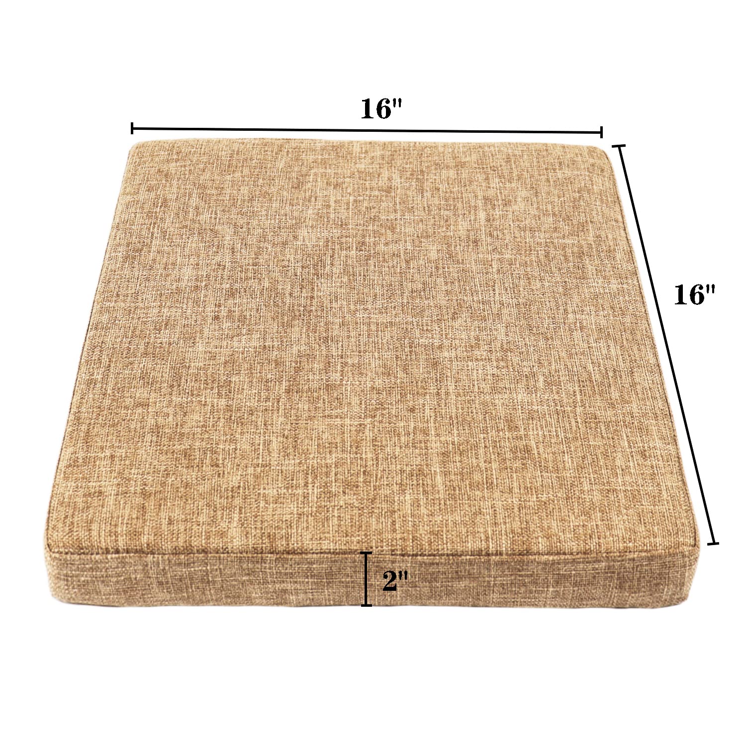 Takehanaus Office Kitchen DIng Chair Cushion Soft Square Cushion Non Slip Chair Pad and Seat Cushion with Machine Washable Cover 16In,Dark Beige, 16In x 16In